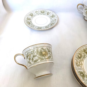 Sango China Savannah Gold Set of Coffee/tea Cup/saucer Porcelain Green ...
