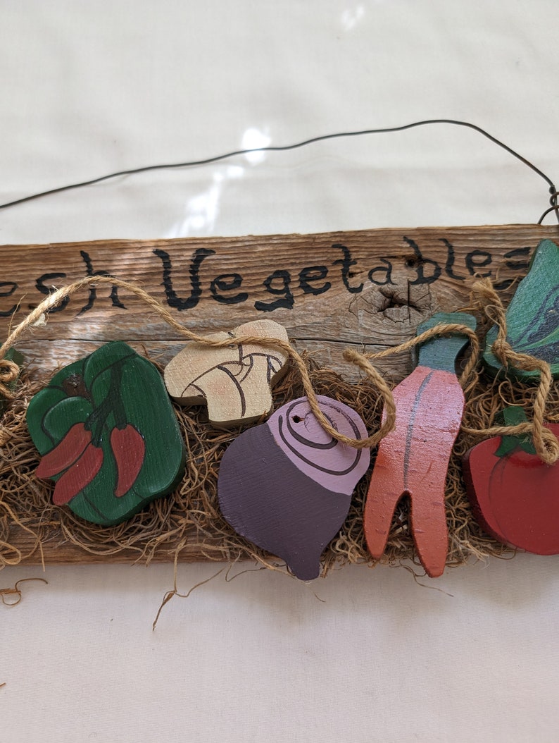 Wall Art Fresh Vegetable Primitive Rustic 3D Handcraft Wood Rustic ...