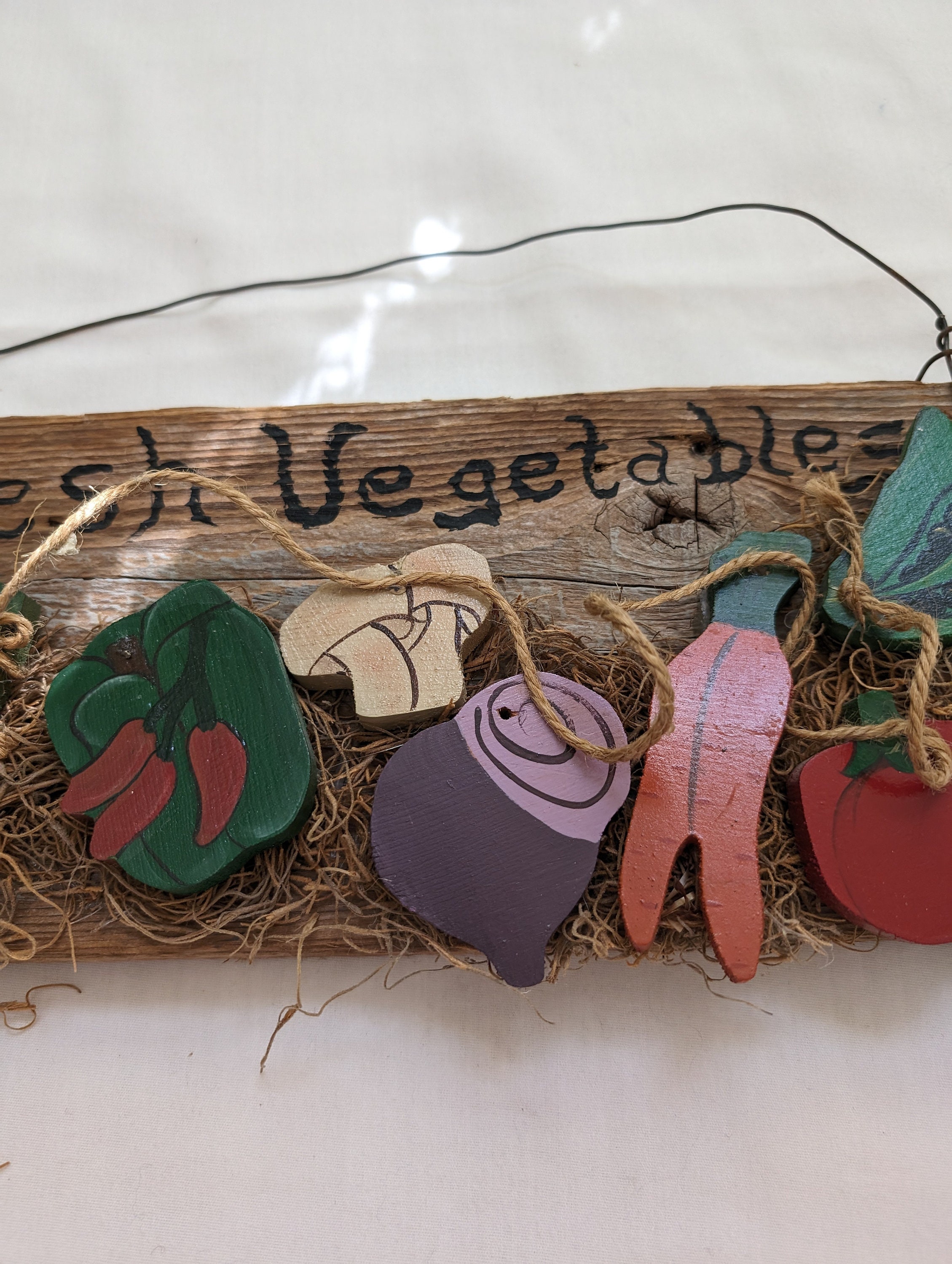 Wall Art Fresh Vegetable Primitive Rustic 3D Handcraft Wood Rustic ...