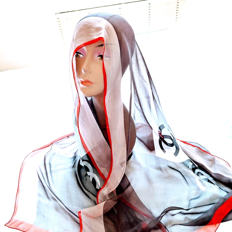 Chanel Red Silk Scarf - Etsy