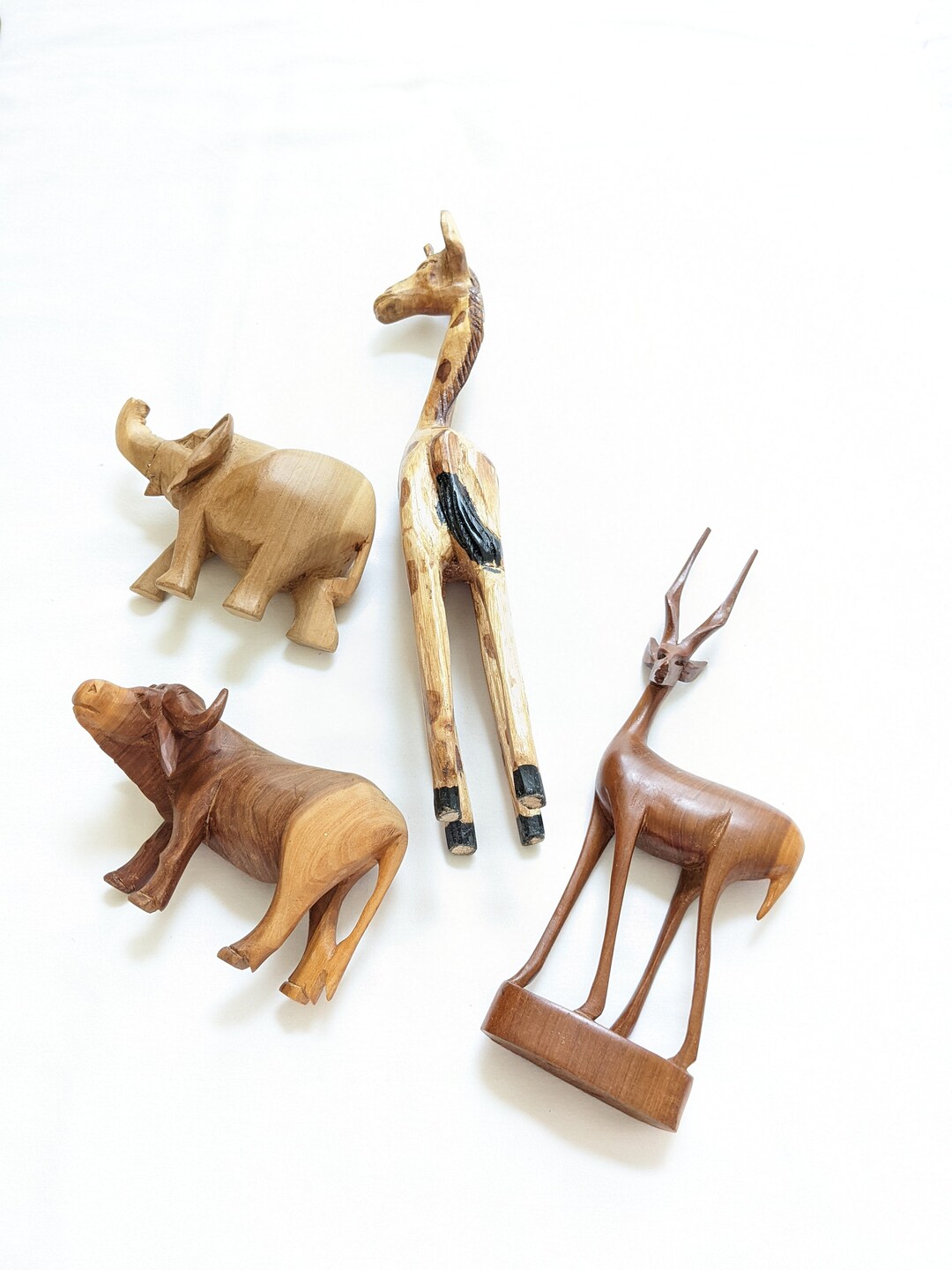 Folk Art 3D Hand Carved Solid Wood Whimsical Jungle Wild Animals 3diff ...