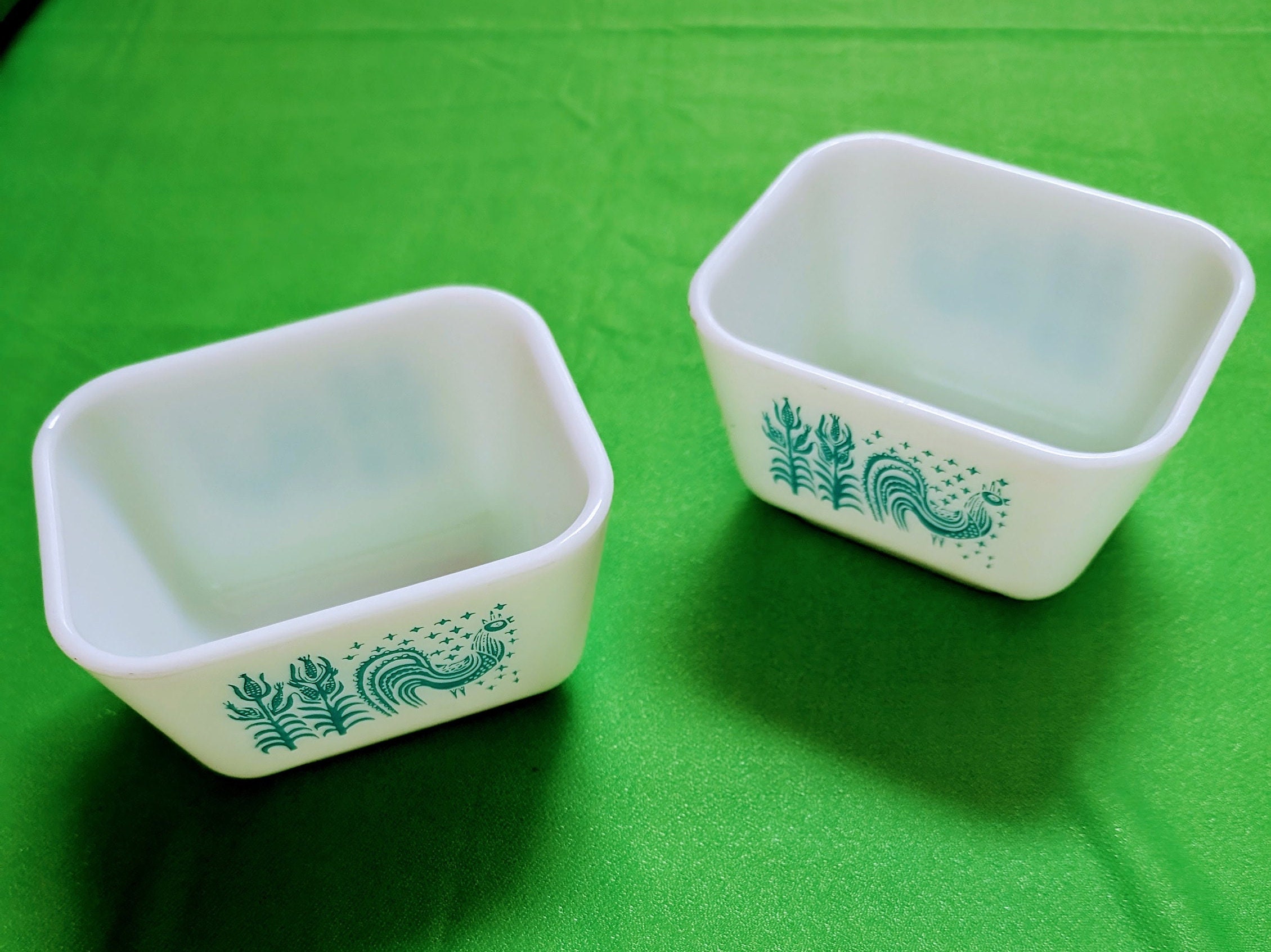 Pyrex Butterprint Dish Set: Turquoise Blue Rooster, 1.5 Cup (no Lids ...