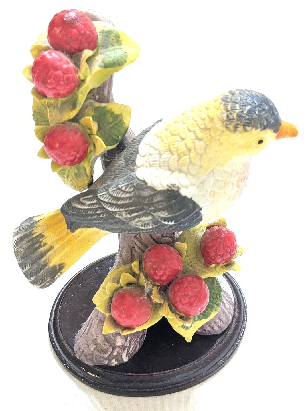 Ceramic Goldfinch Figurine: 3D Folk Art Bird on Branch - Etsy