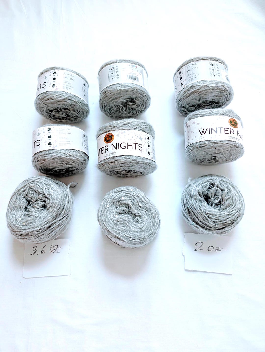Yarn Craft Winter Nights Lion Brand Chinchilla Glace Light Gray Glitter ...