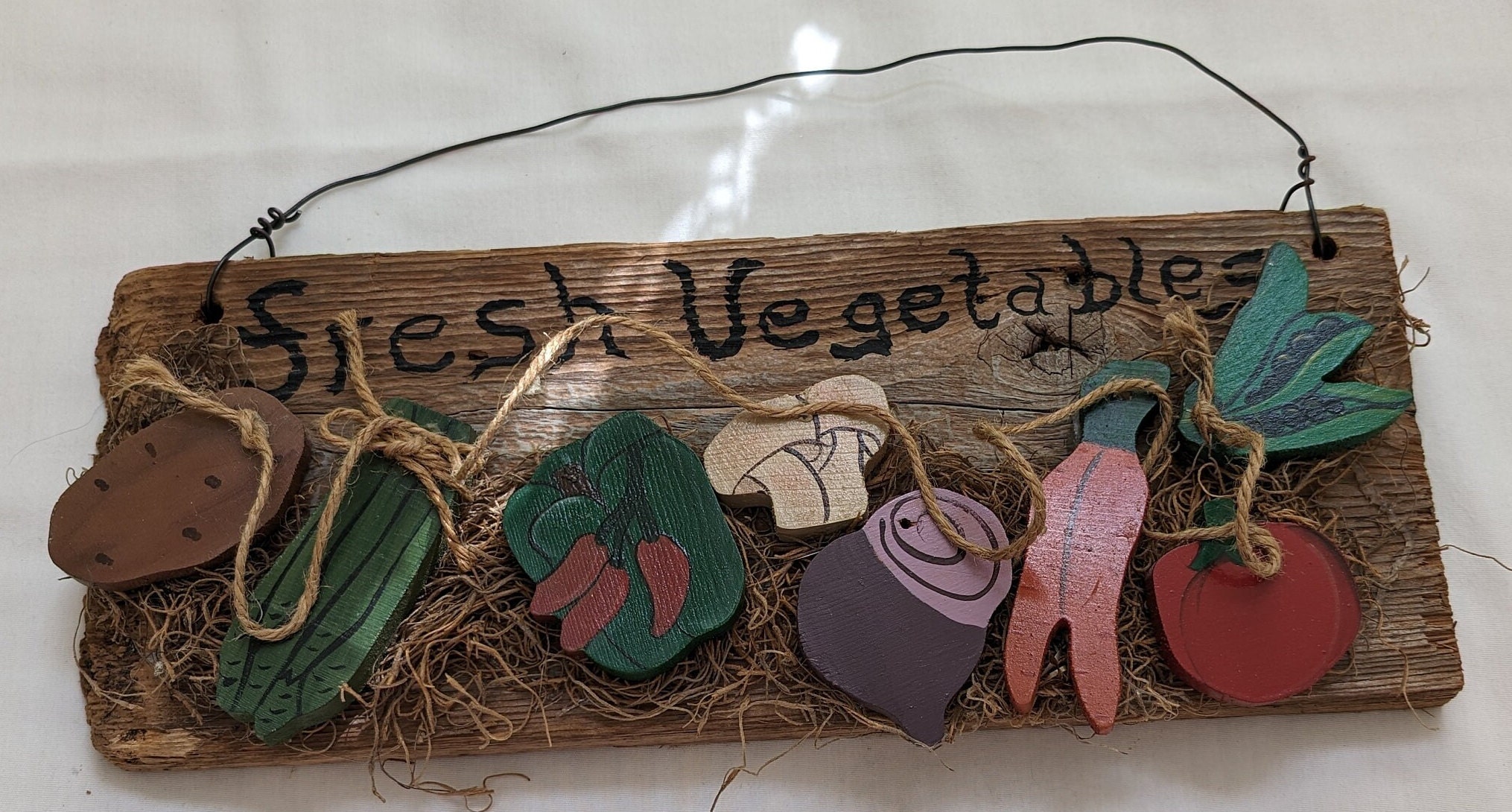 Wall Art Fresh Vegetable Primitive Rustic 3D Handcraft Wood Rustic ...