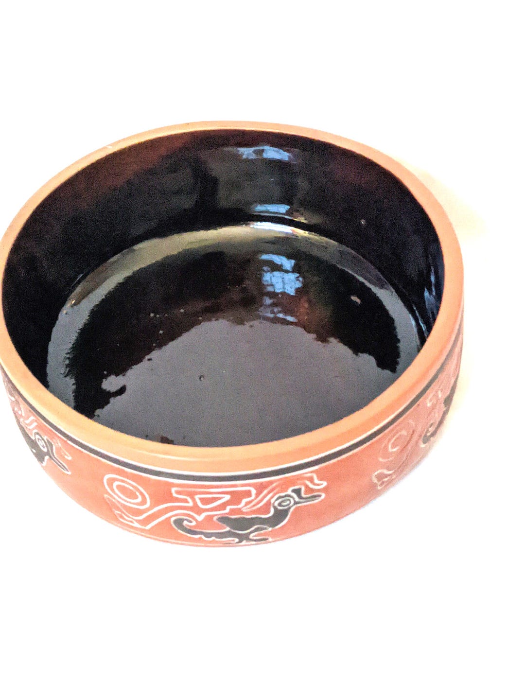 Hand-crafted Terracotta Bowl: Aztec Birds, Etched Mexican Folk Art - Etsy