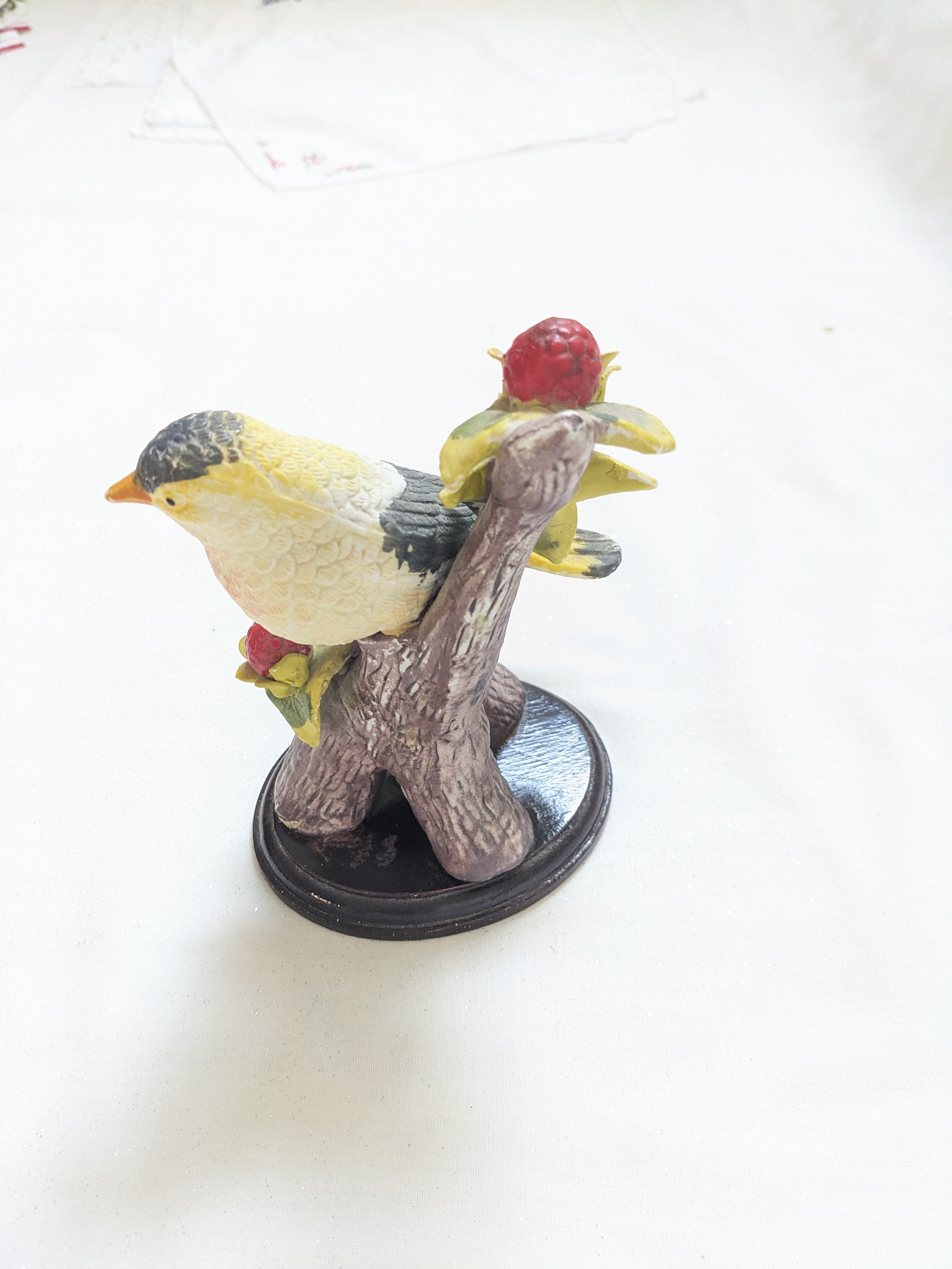 Folk Art 3D Handcraft Ceramic Bird Figurine Pedestal Goldfinch - Etsy