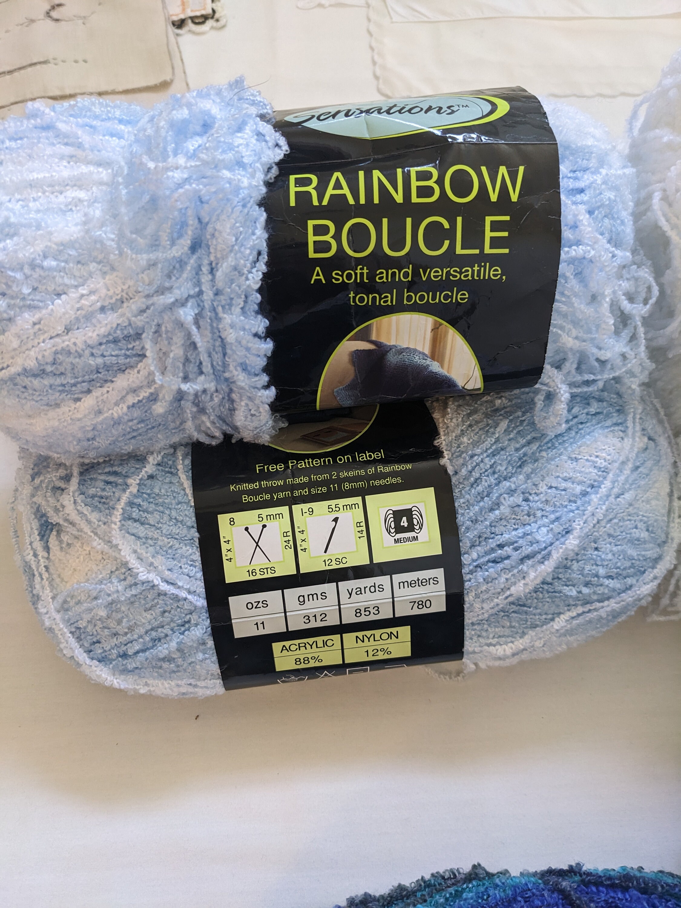 Sensations Rainbow Boucle Yarn 3 Diff Color/quantity 3 Solid White 3 ...