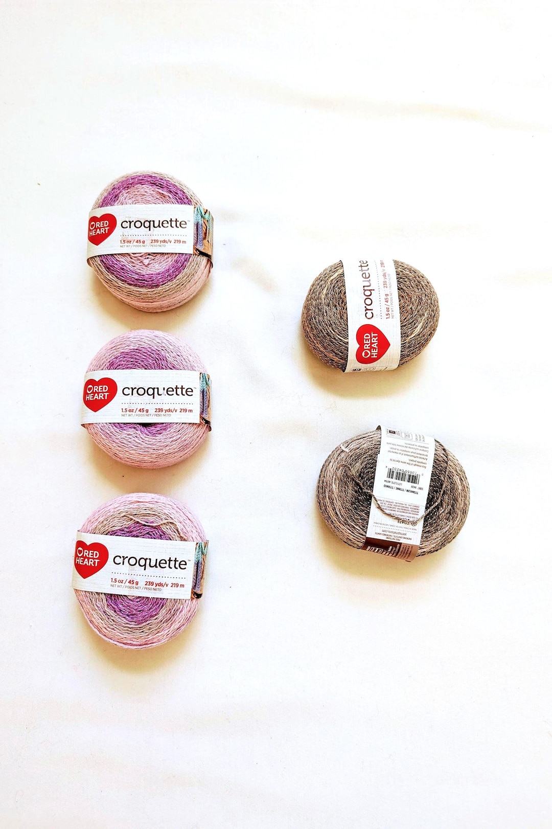 Red Heart Croquette Yarn: Stonehenge & Fairy Dust Cotton - Superfine ...