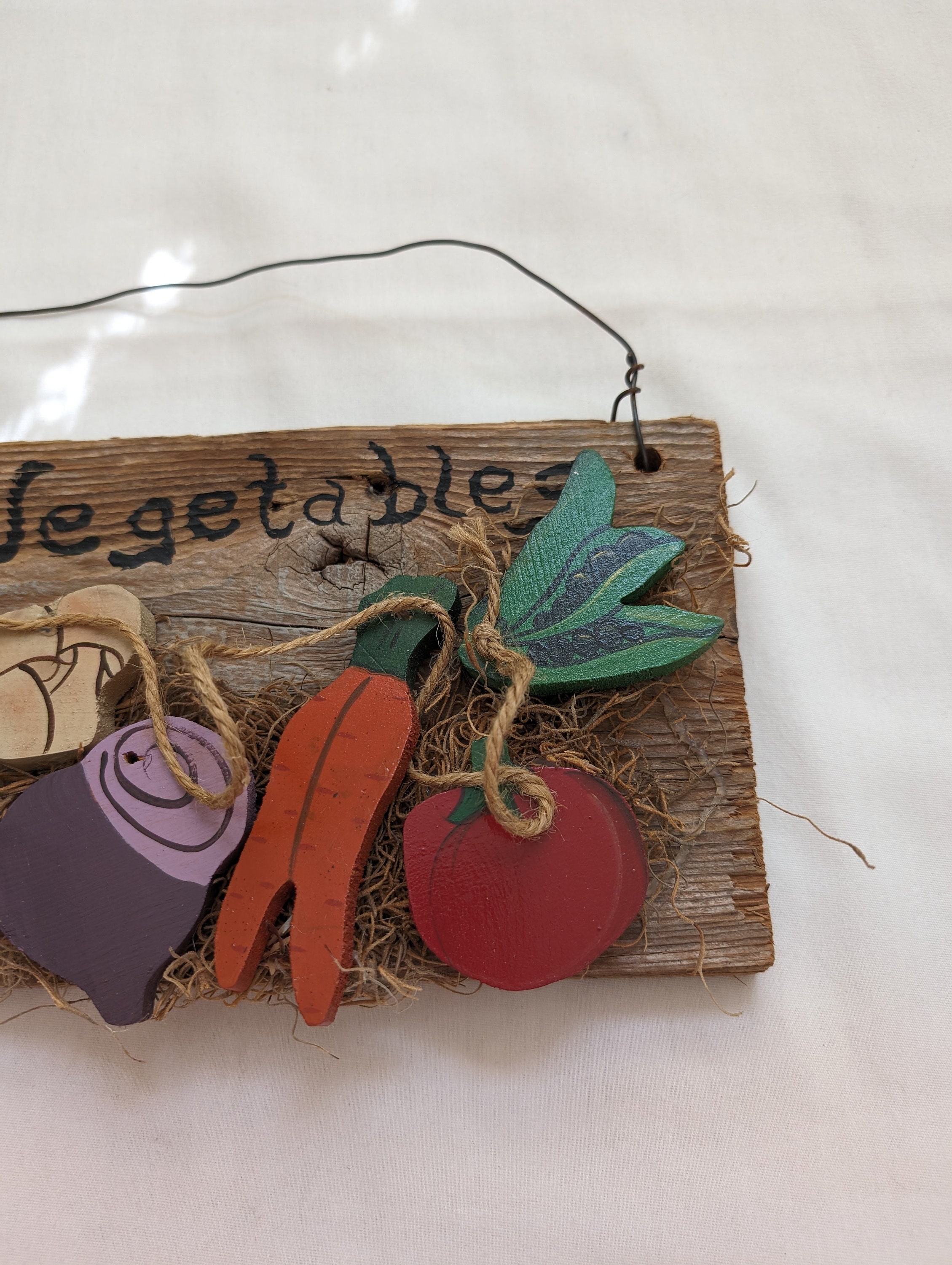 Wall Art Fresh Vegetable Primitive Rustic 3D Handcraft Wood Rustic ...