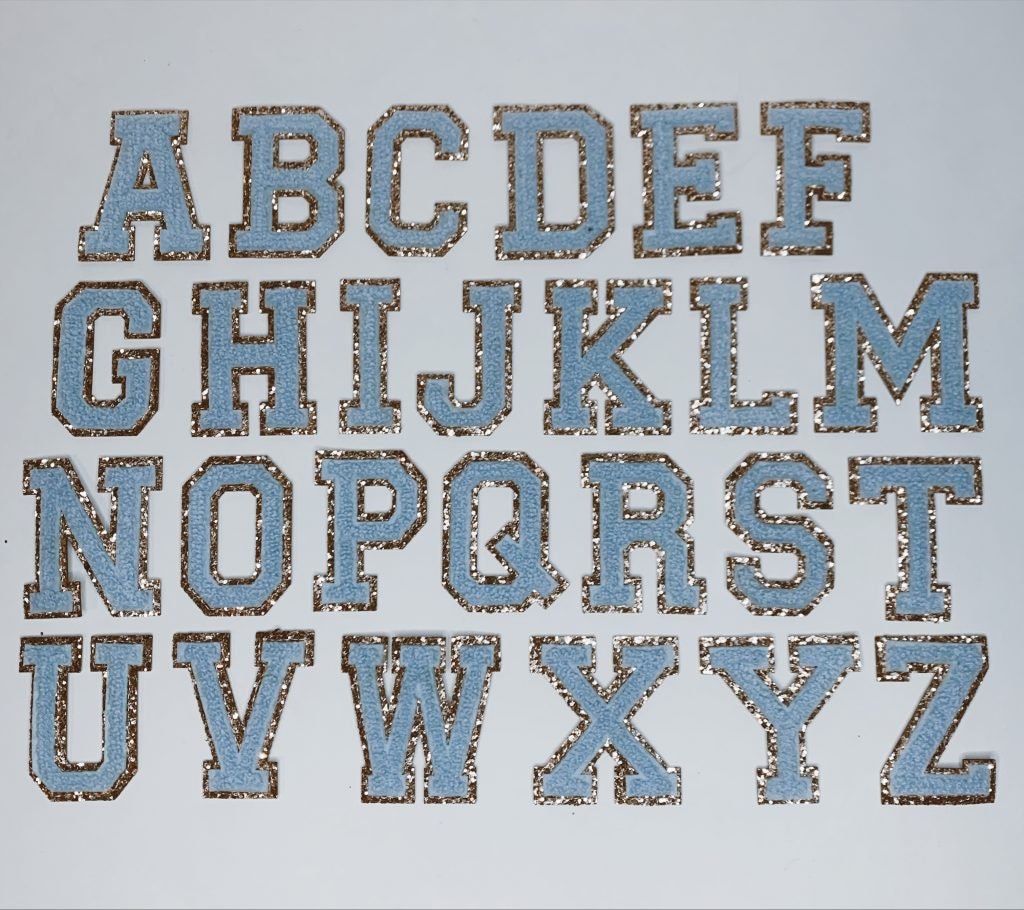 LIGHT BLUE Glitter Letters Varsity Letter Patches - Etsy UK