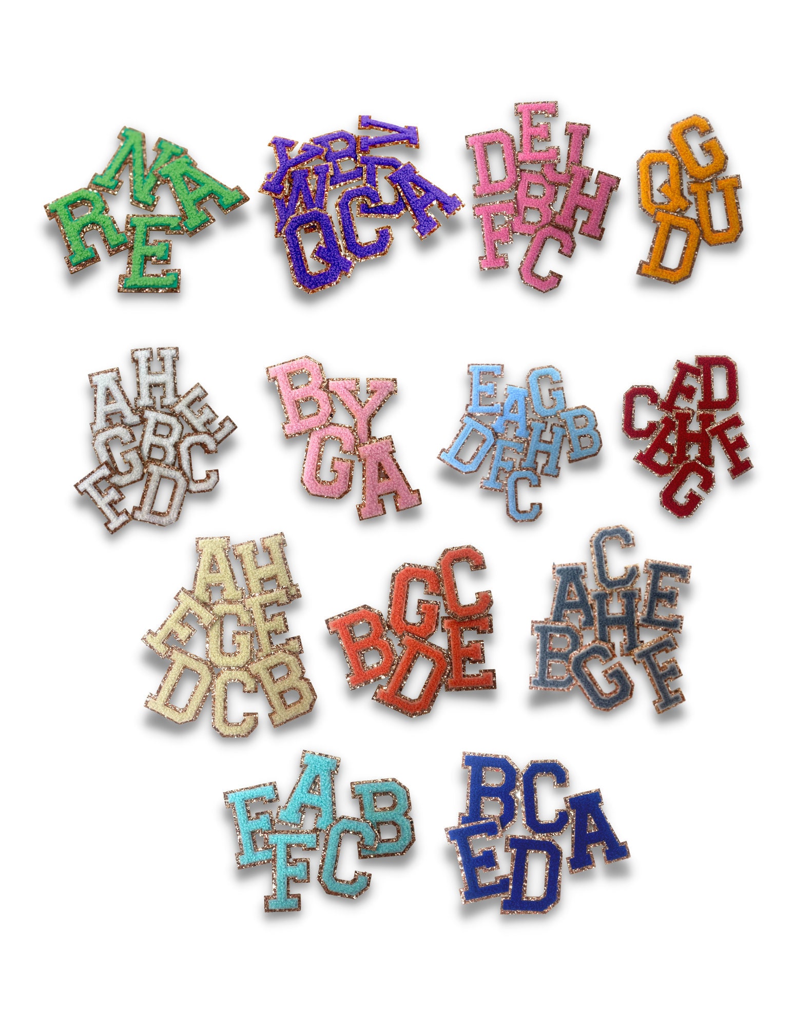 White Glitter Letters Varsity Letter Patches Adhesive - Etsy