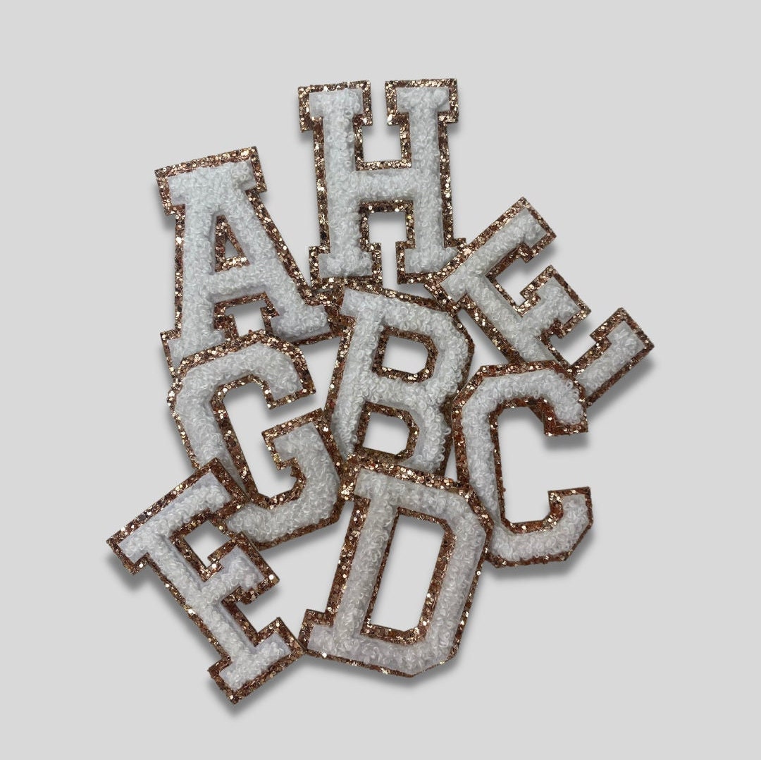 White Glitter Letters Varsity Letter Patches Adhesive - Etsy