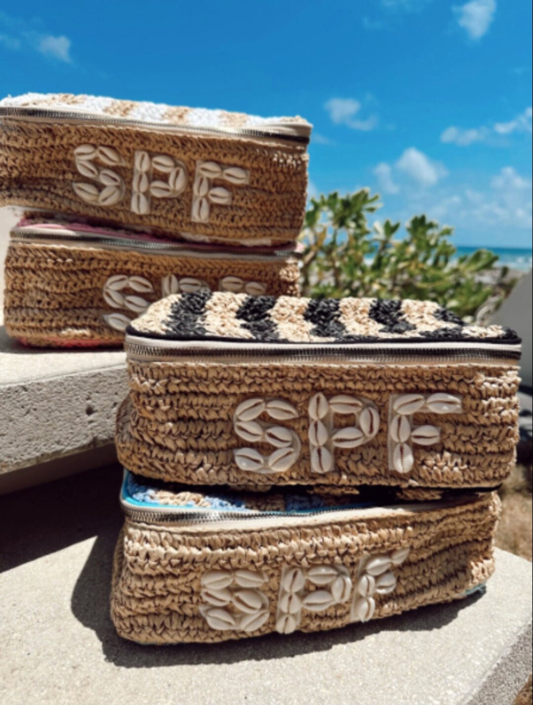 SPF Open Top Makeup Bag With Puka Shells - Etsy