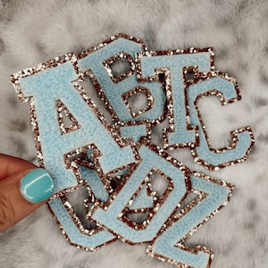 LIGHT BLUE Glitter Letters Varsity Letter Patches - Etsy