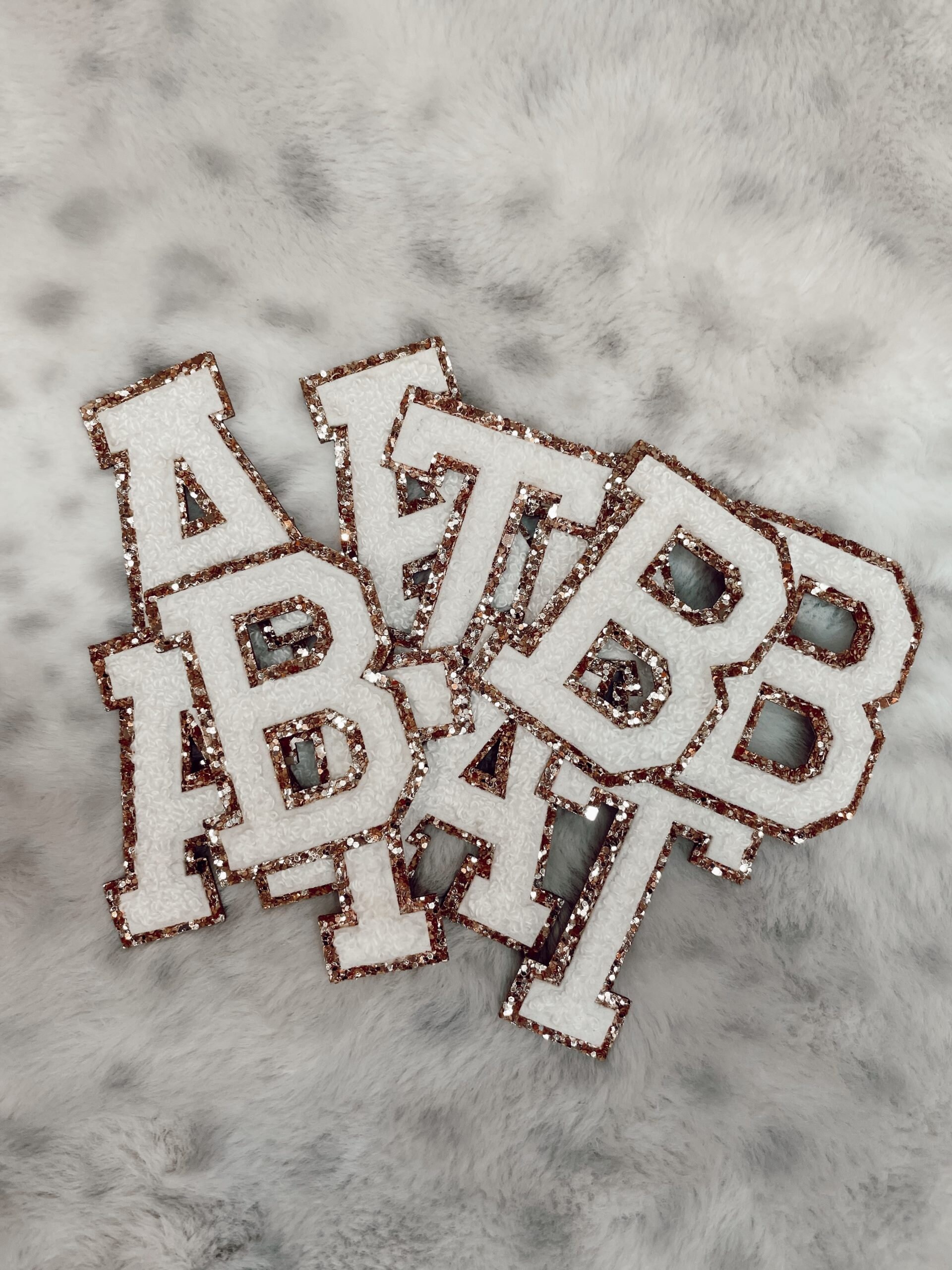 White Glitter Letters Varsity Letter Patches Adhesive - Etsy