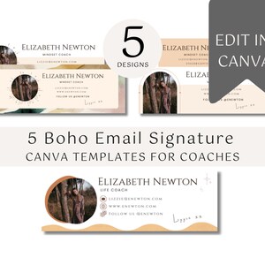 5 Boho Email Signature Template Canva | Newsletter Branding | Coaches ...