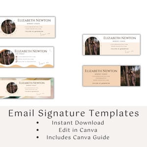 5 Boho Email Signature Template Canva | Newsletter Branding | Coaches ...