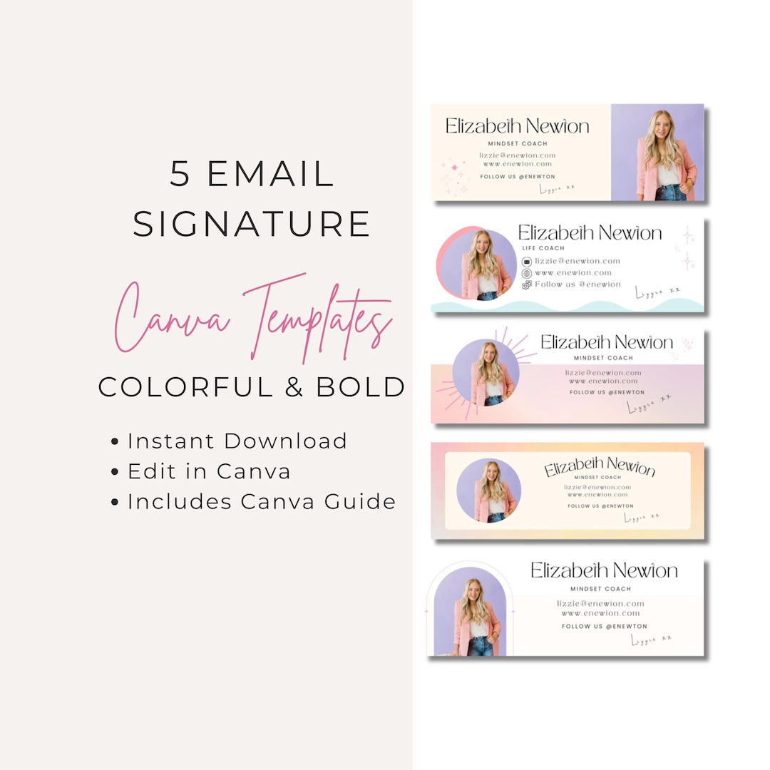 Colorful Email Signature Templates Canva | Bold Newsletter Branding ...