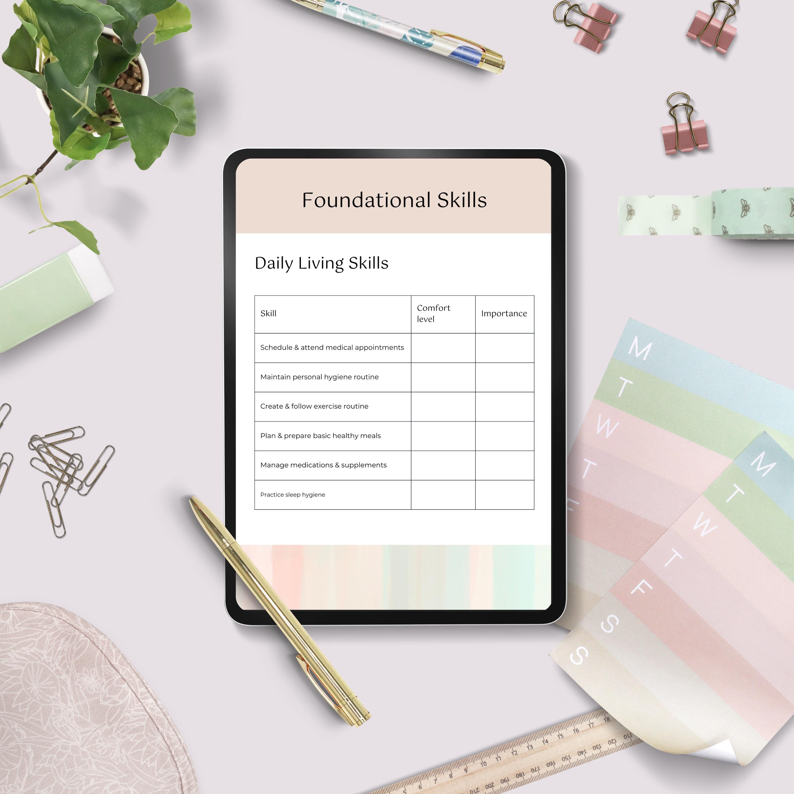 Printable Life Skill Checklist for Young Adults, Prep List, Progress ...