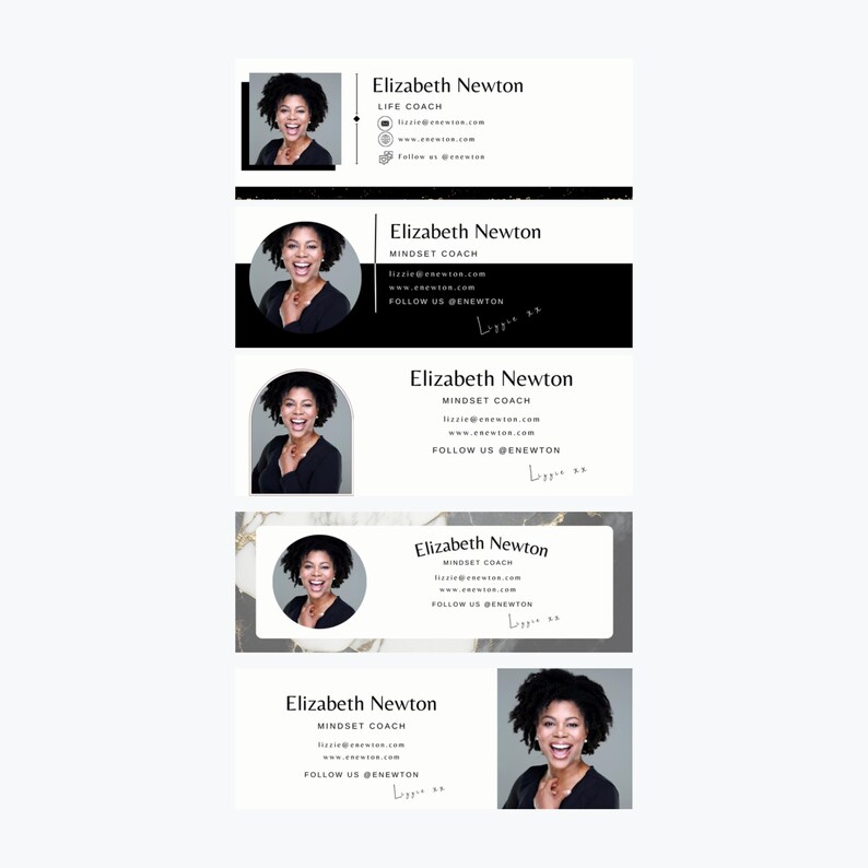 Luxury Email Signature Templates: Black & Gold Marble Canva Business ...