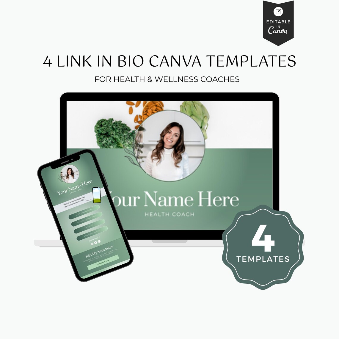 Canva Link in Bio Template Bundle: Health & Wellness Coaches (4 ...