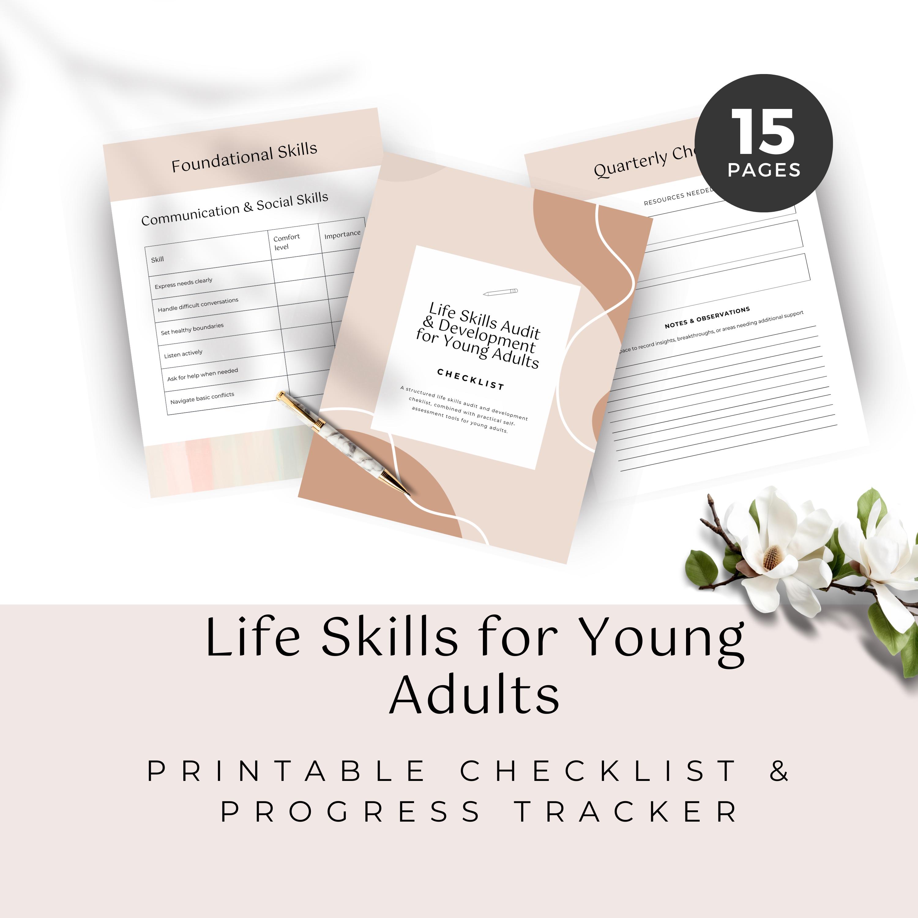 Printable Life Skill Checklist for Young Adults, Prep List, Progress ...