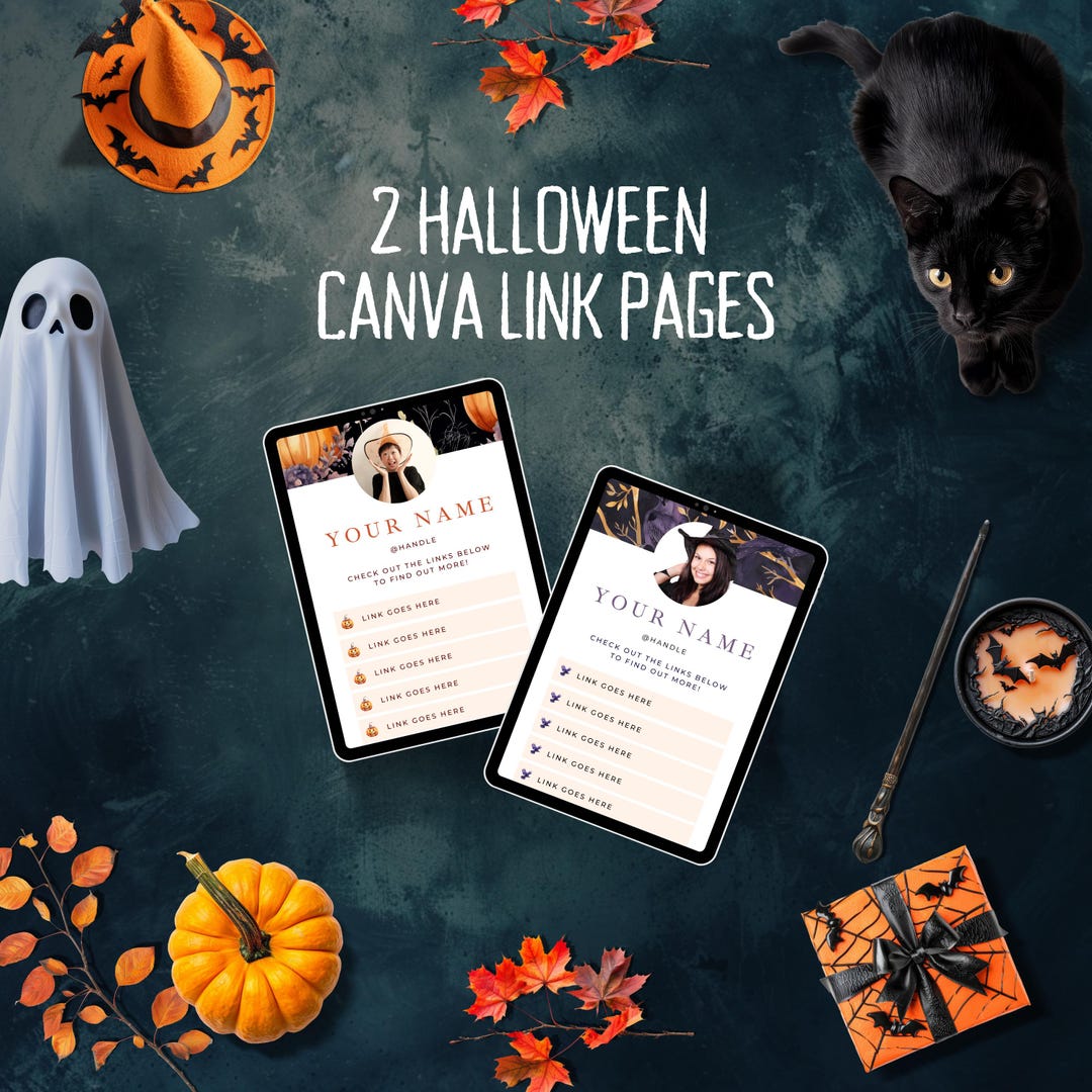 2 Halloween Link in Bio Canva Website Template | Editable | Spooky ...