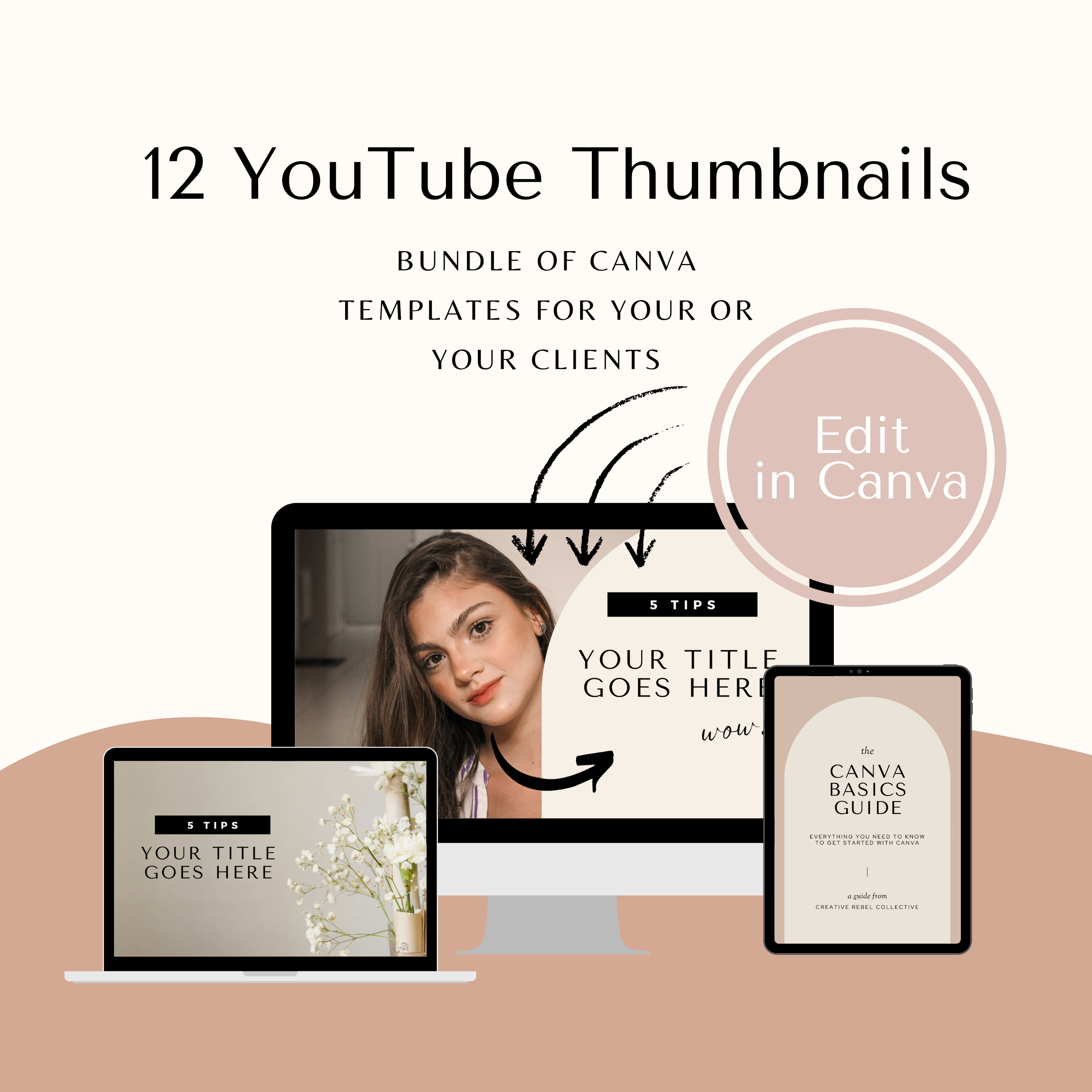 Youtube Thumbnail Template // Canva Template Bundle for Youtubers // Youtube Branding Kit // 12 ...