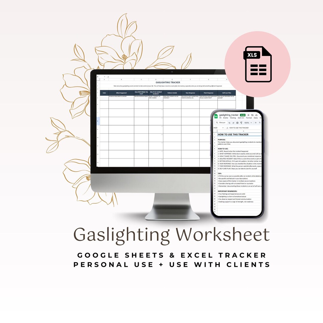 Gaslighting Client Worksheet for Therapists & Coaches (google ...