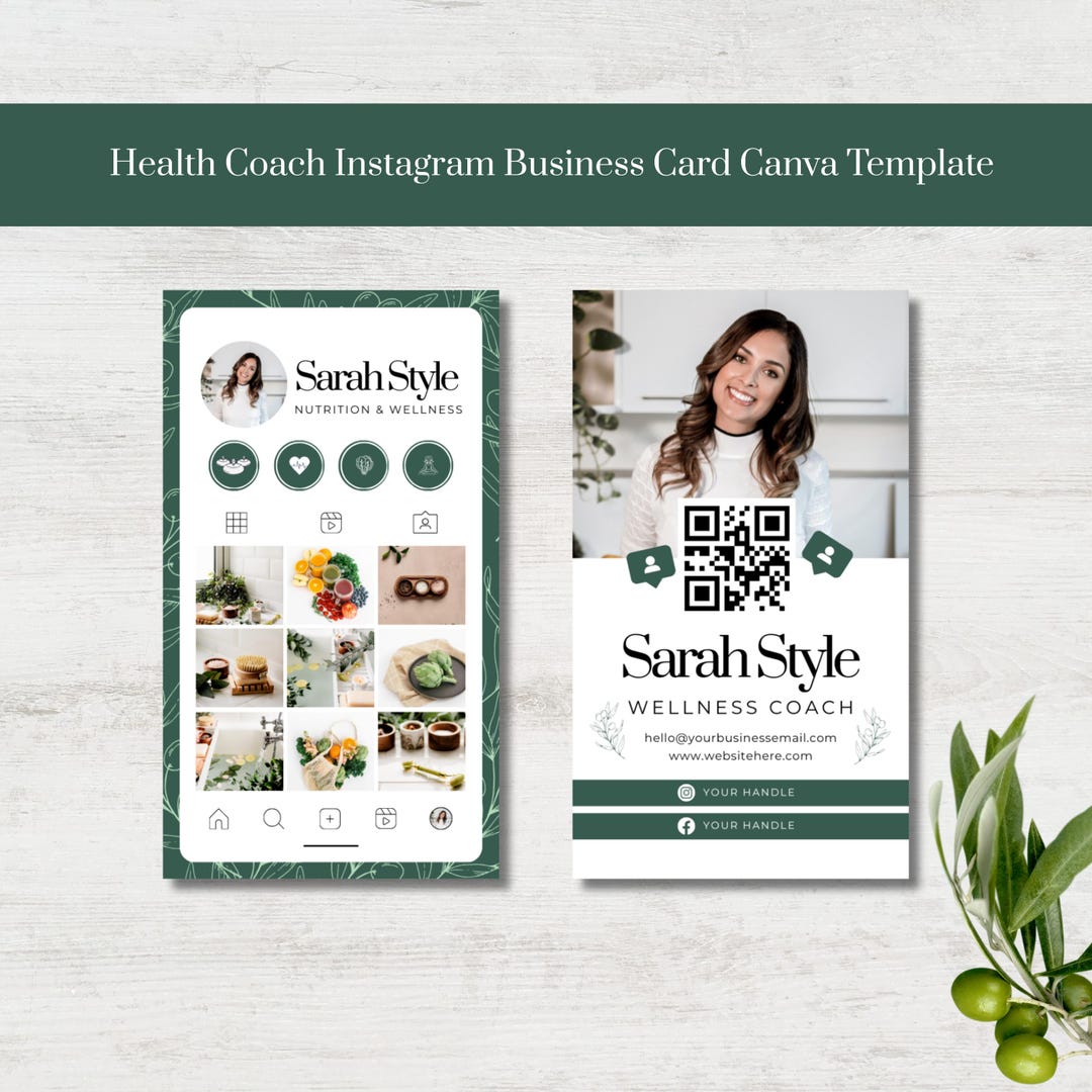 Health Coach Instagram Business Card Template: Editable Canva Design - Etsy
