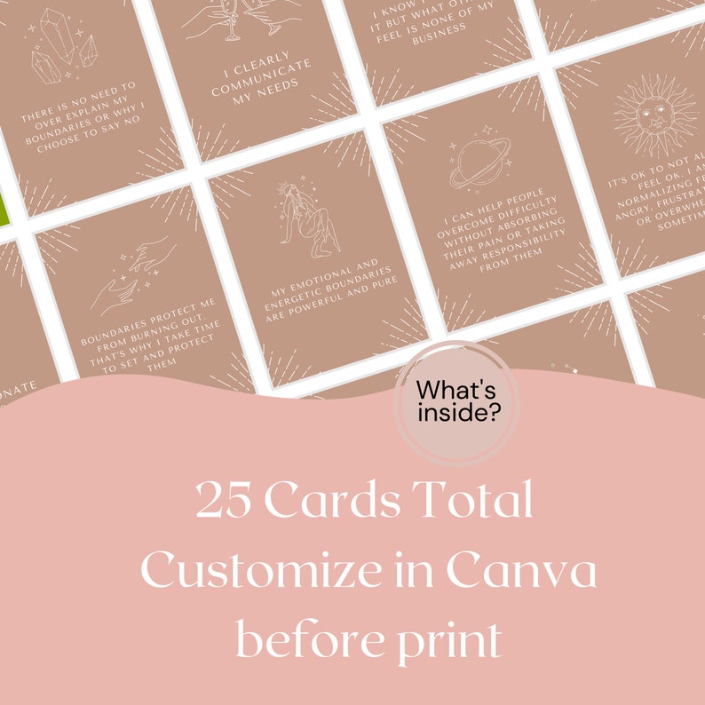 Editable Affirmation Cards Canva for Beautiful Boundaries // - Etsy Australia