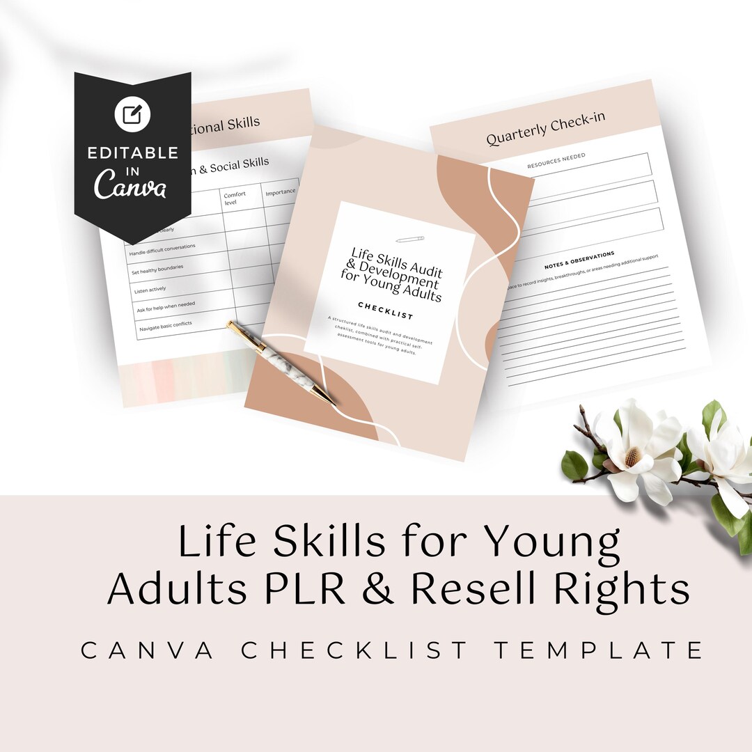 Life Skills Checklist: Young Adults, Teens - Canva Template (PLR MRR ...