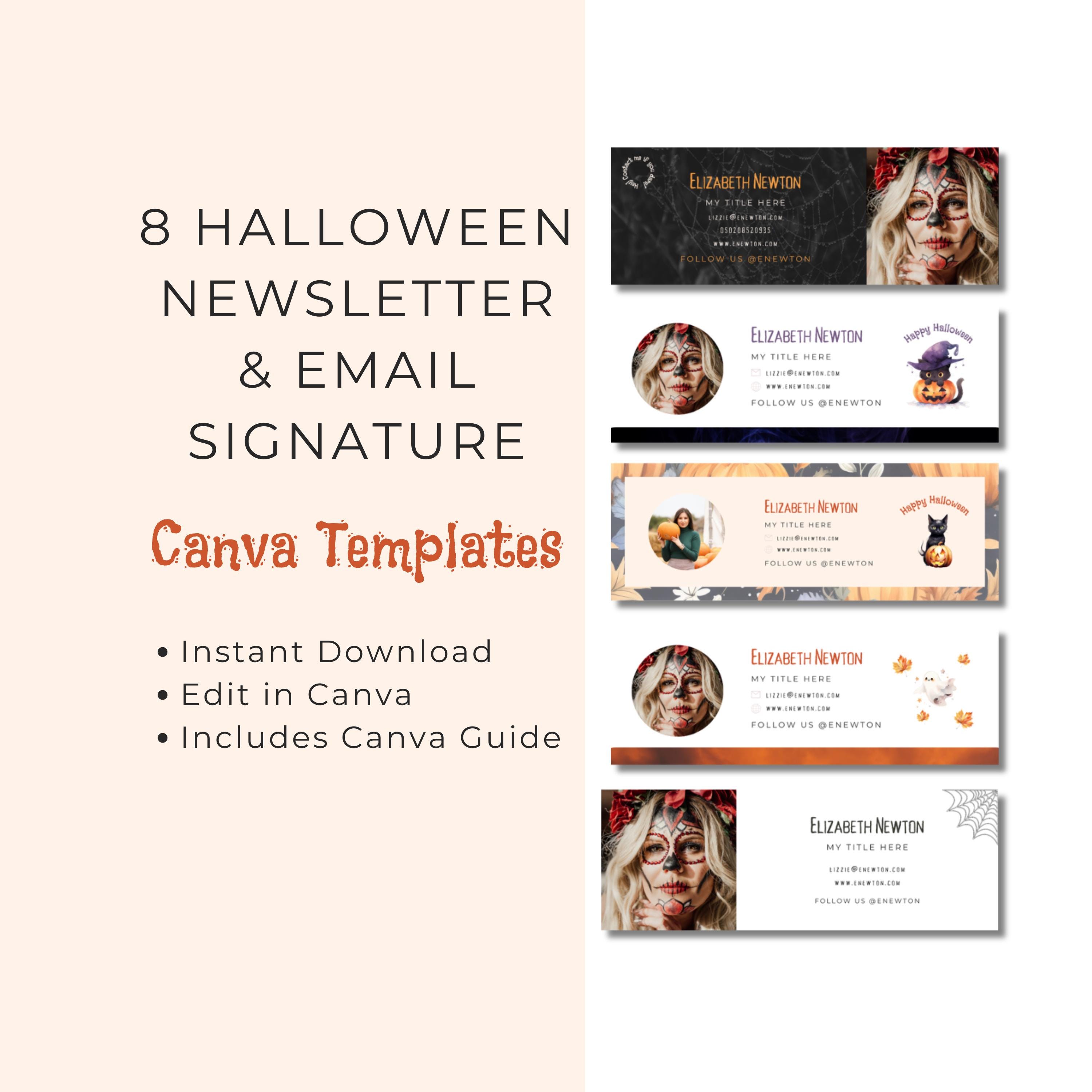 8 Halloween Email Signature Template Canva | Newsletter Brand | Spooky ...