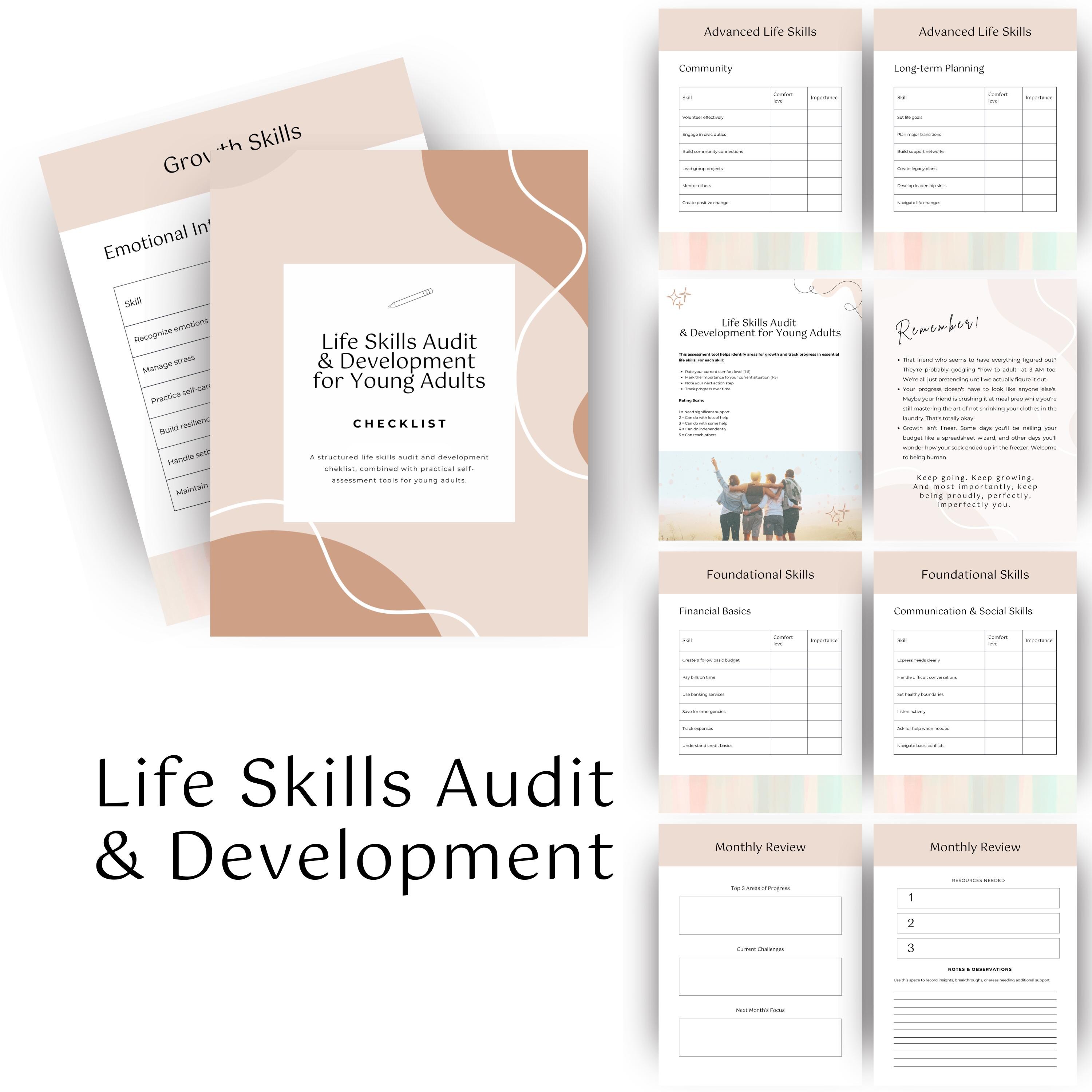 Printable Life Skill Checklist for Young Adults, Prep List, Progress ...