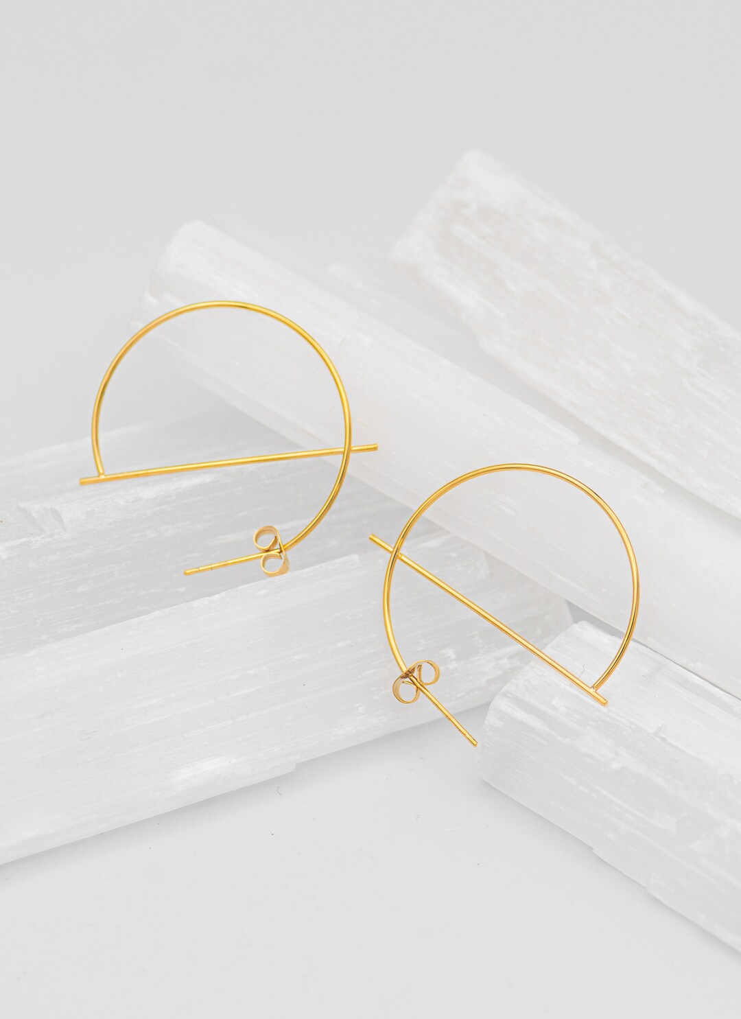 Grace Half Moon Hoops 18K Gold Filled Hoops Handmade Everyday Earrings ...