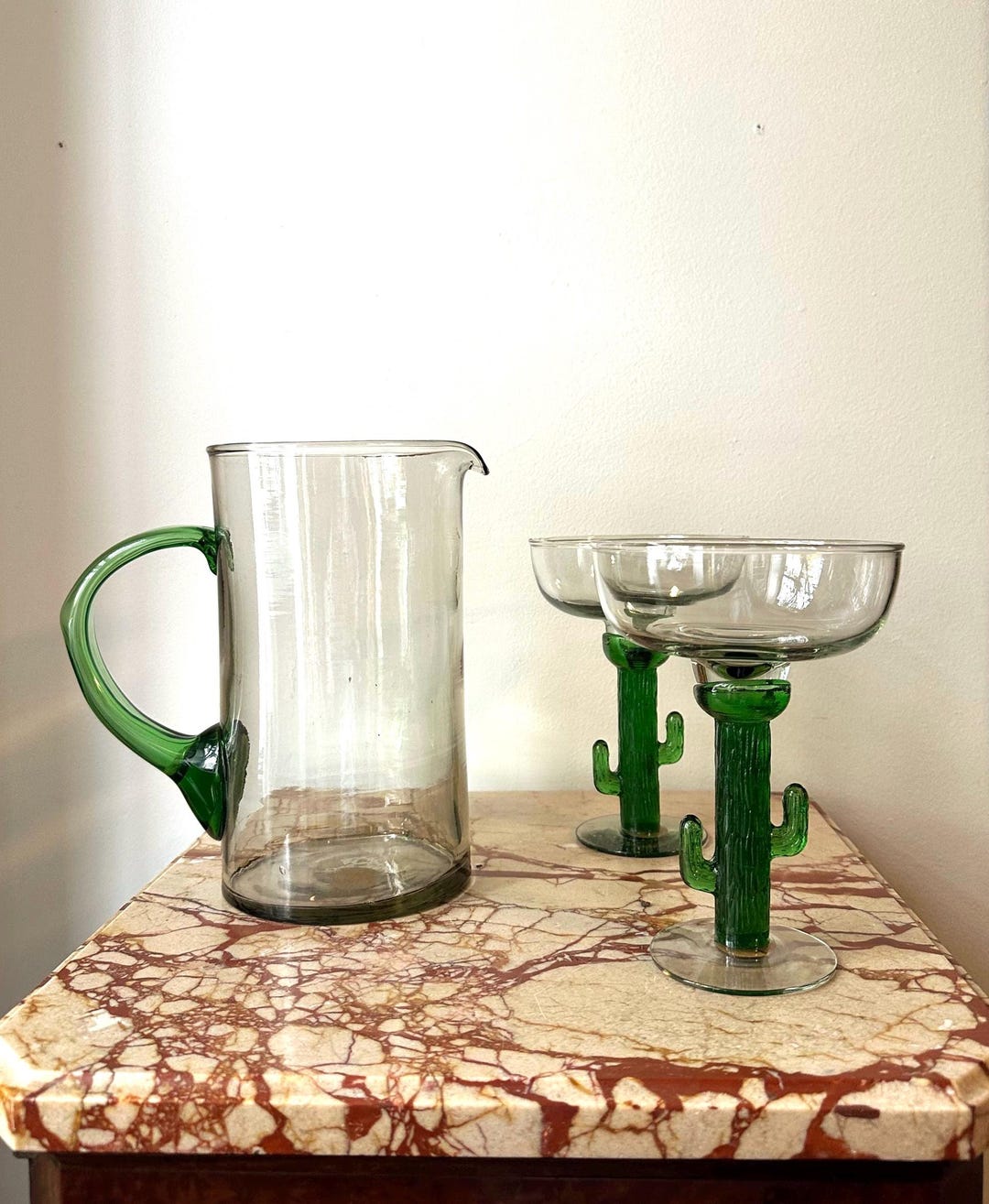 Vintage Libbey Grande Cactus Margarita Glass and Pitcher. - Etsy