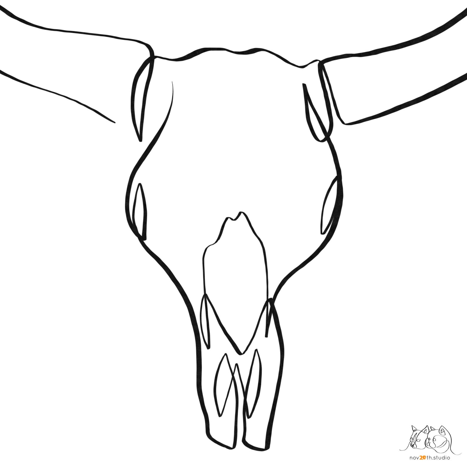 Bull skull Svg Jpeg Png One line art Biker Skull Svg | Etsy