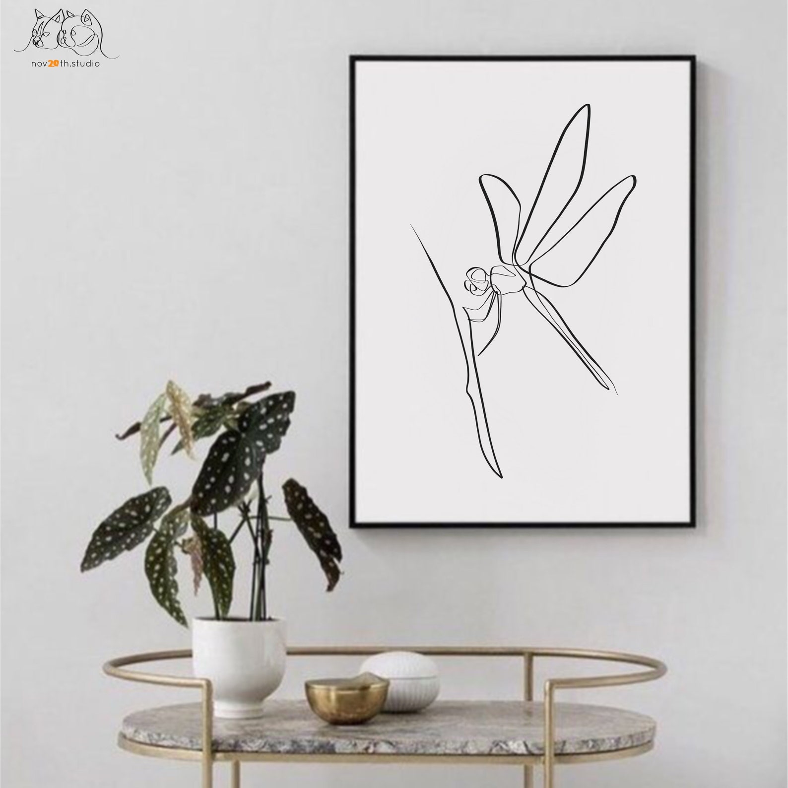 Instant Download Dragonfly Art, One Line Dragonfly, Minimalist ...