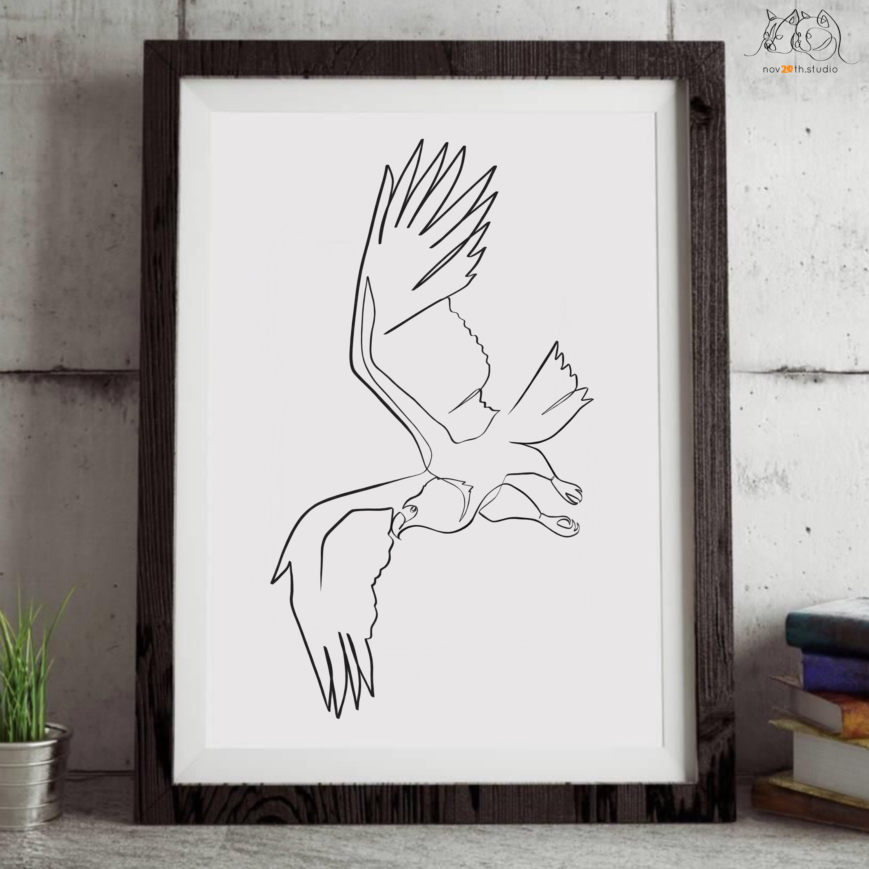 Instant Download Minimal Eagle Art, One Line Eagle Art, Printable Eagle ...