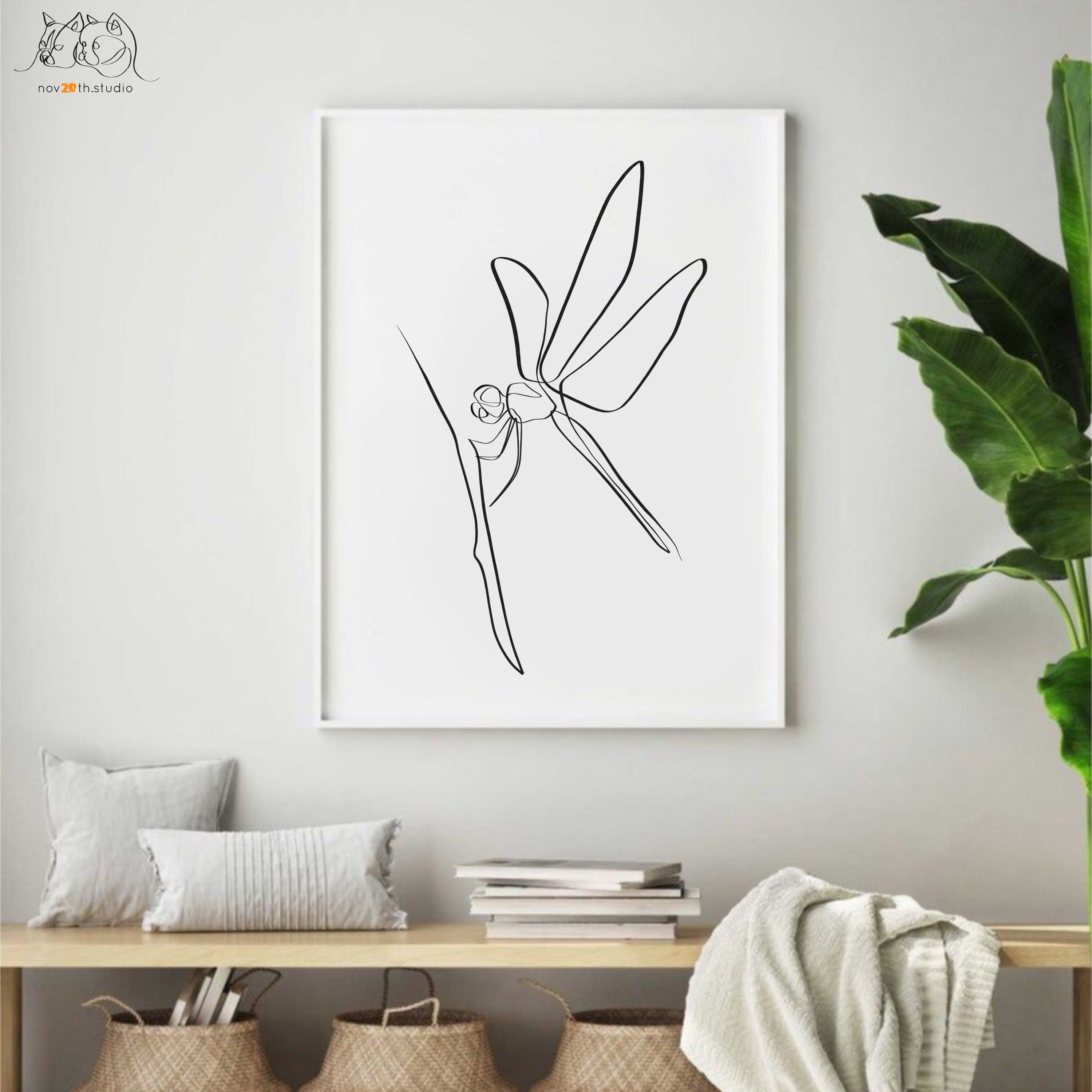 Instant Download Dragonfly Art, One Line Dragonfly, Minimalist ...