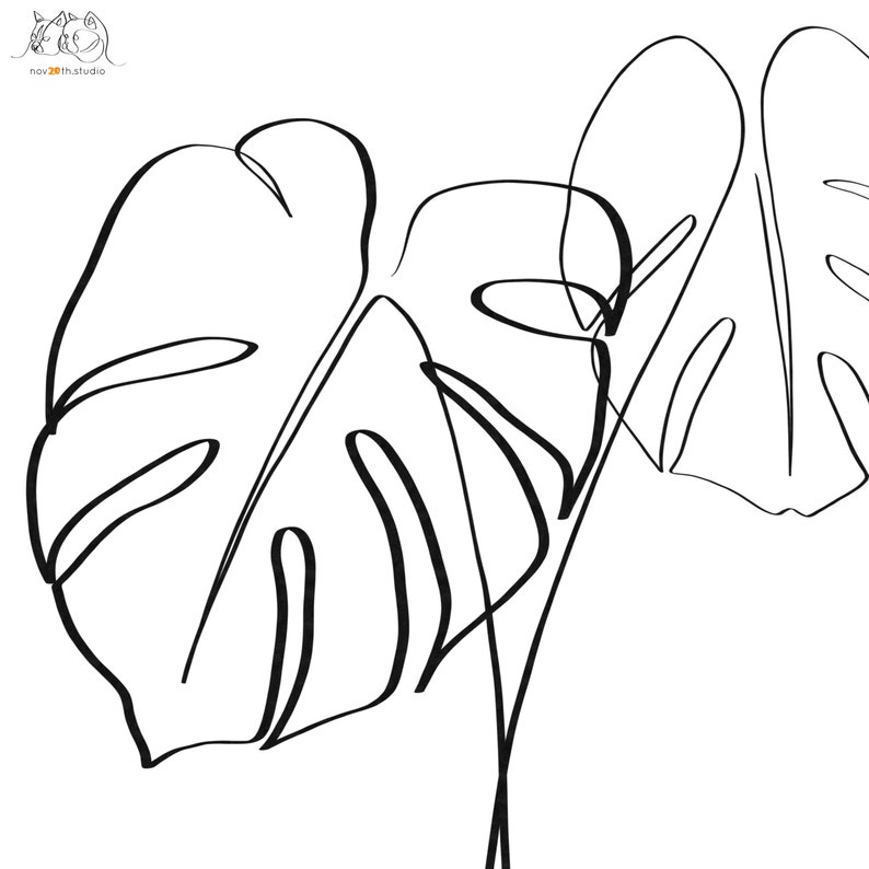Monstera Svg, Jpeg, Png, One Line Art Monstera Leaf, Monstera Leaf Cut ...