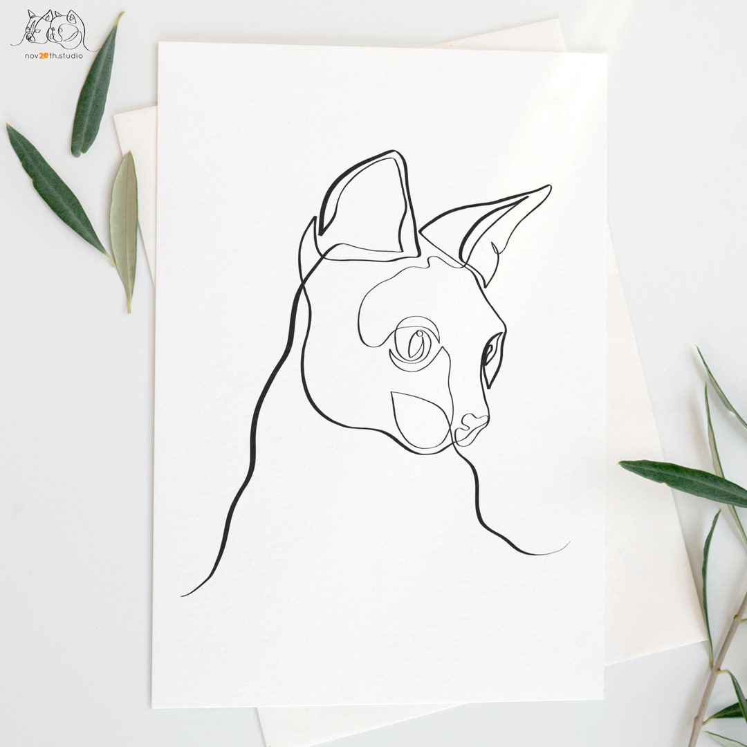 Cat Svg, Jpeg, Png Files, One Line Art, Printable Cat, Cats Clipart ...