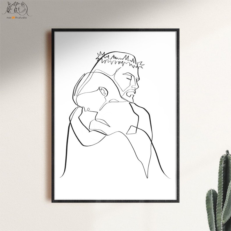 Jesus's Hug Svg, Jpeg, Png, One Line Art God's Hug, Hugging Baby ...