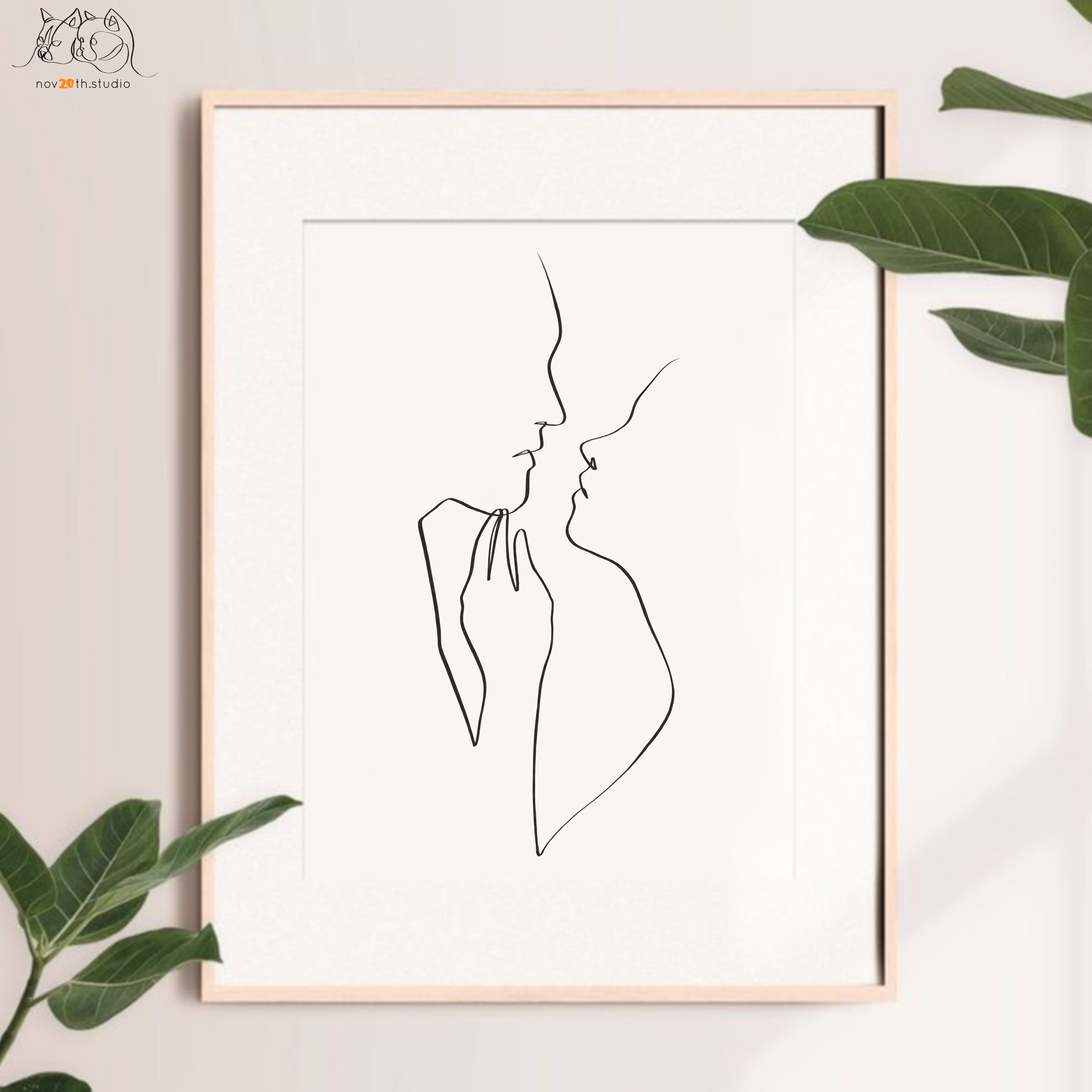 Kissing Line Art Svg, Jpeg, Png, One Line Art, Printable Line Art ...