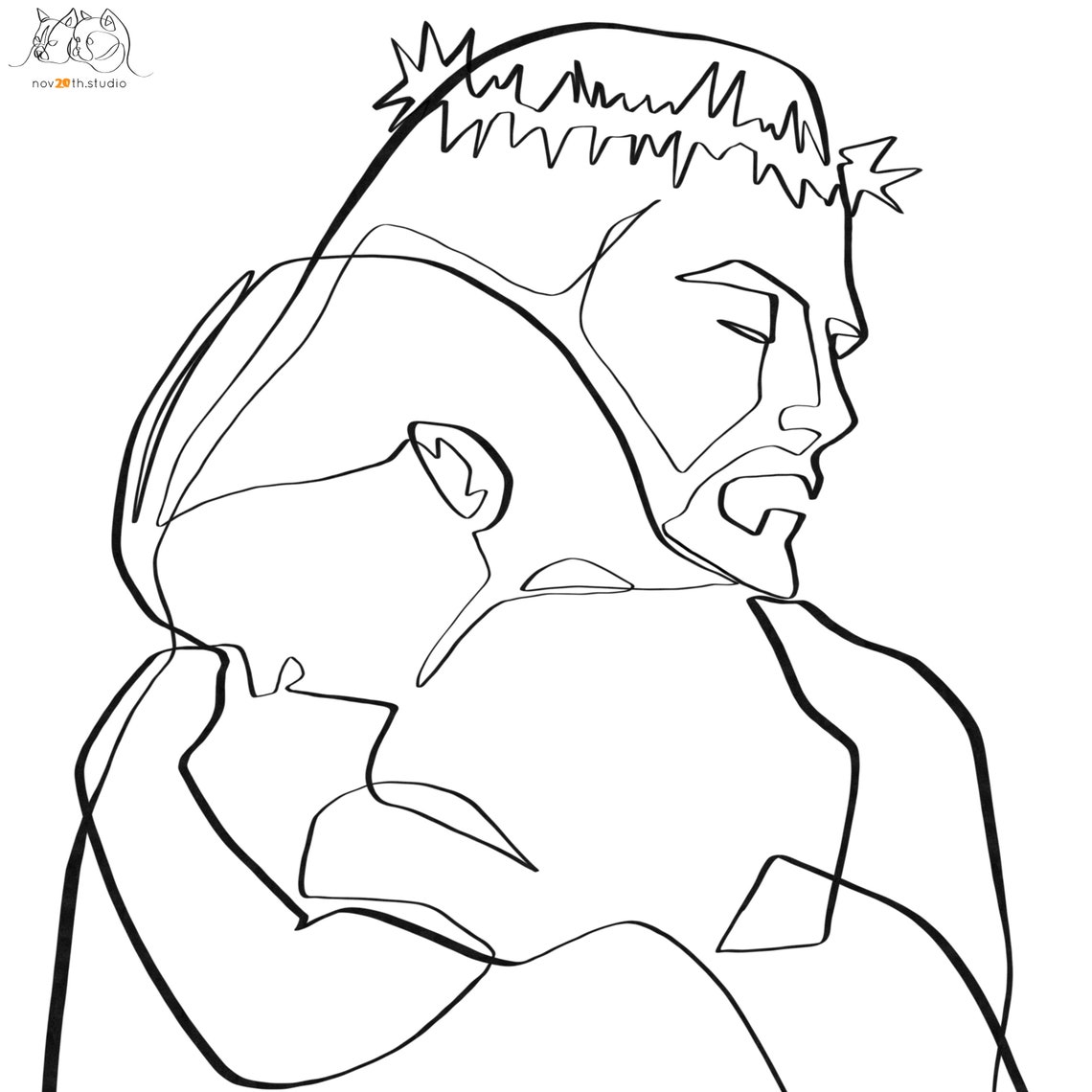 Jesus's Hug Svg Jpeg Png One Line Art God's Hug - Etsy