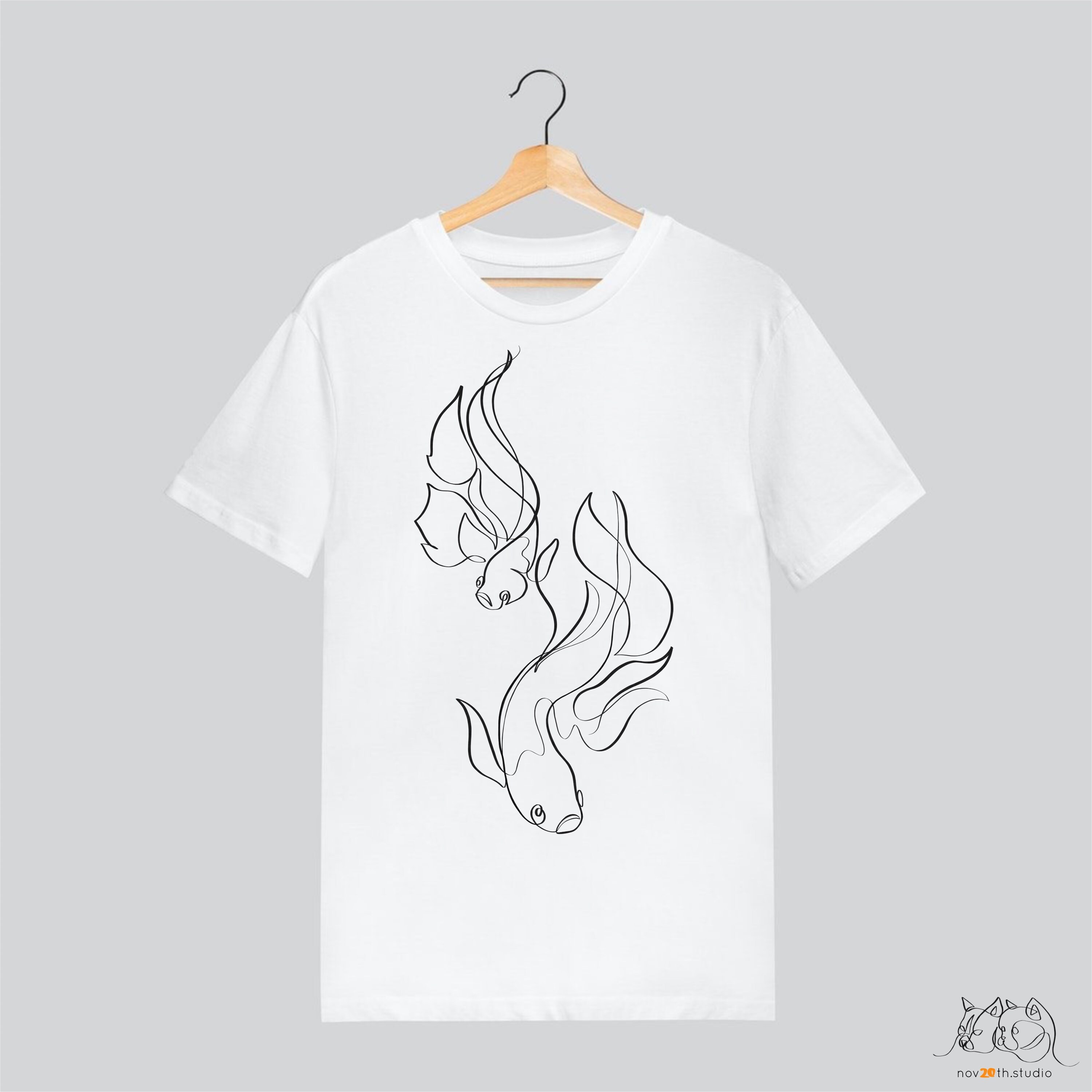 Instant Download Siamese Fighting Fish, One Line Art Fish, Minimal ...