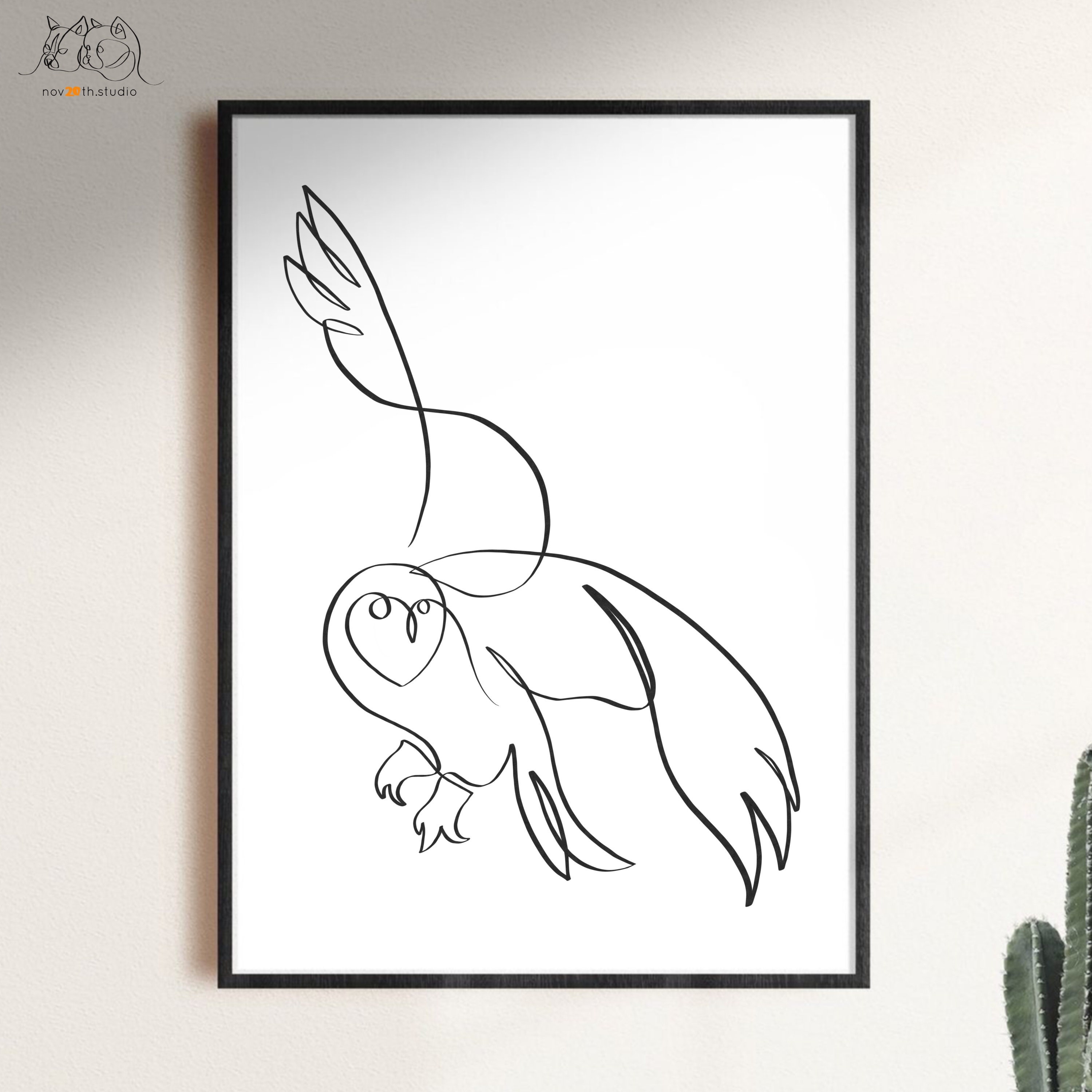 Instant Download Minimal Owl Art, One Line Owl Art, Printable Owl, Owl ...