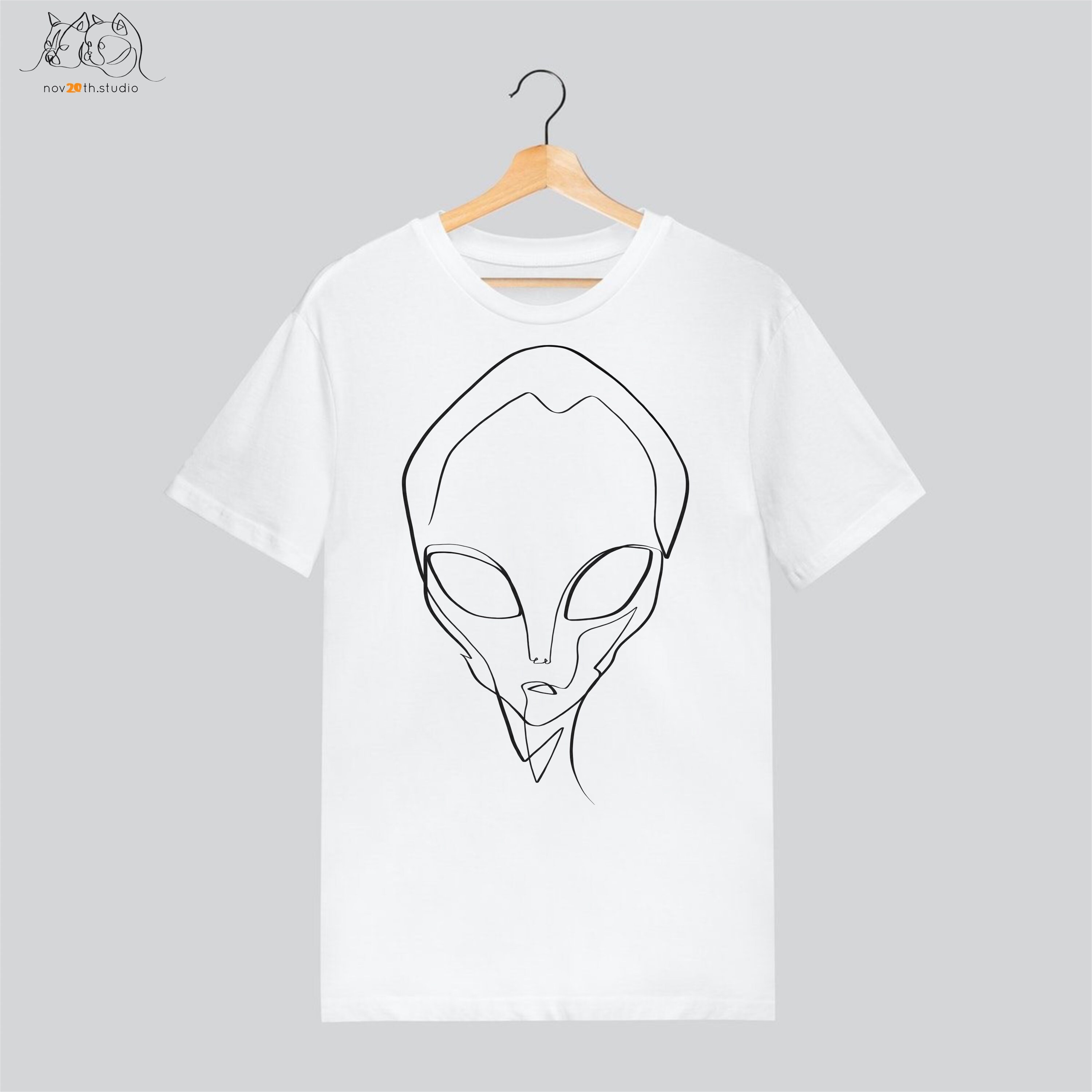Instant Download Alien Art, Alien One Line Print, Alien Wall Art, UFO ...