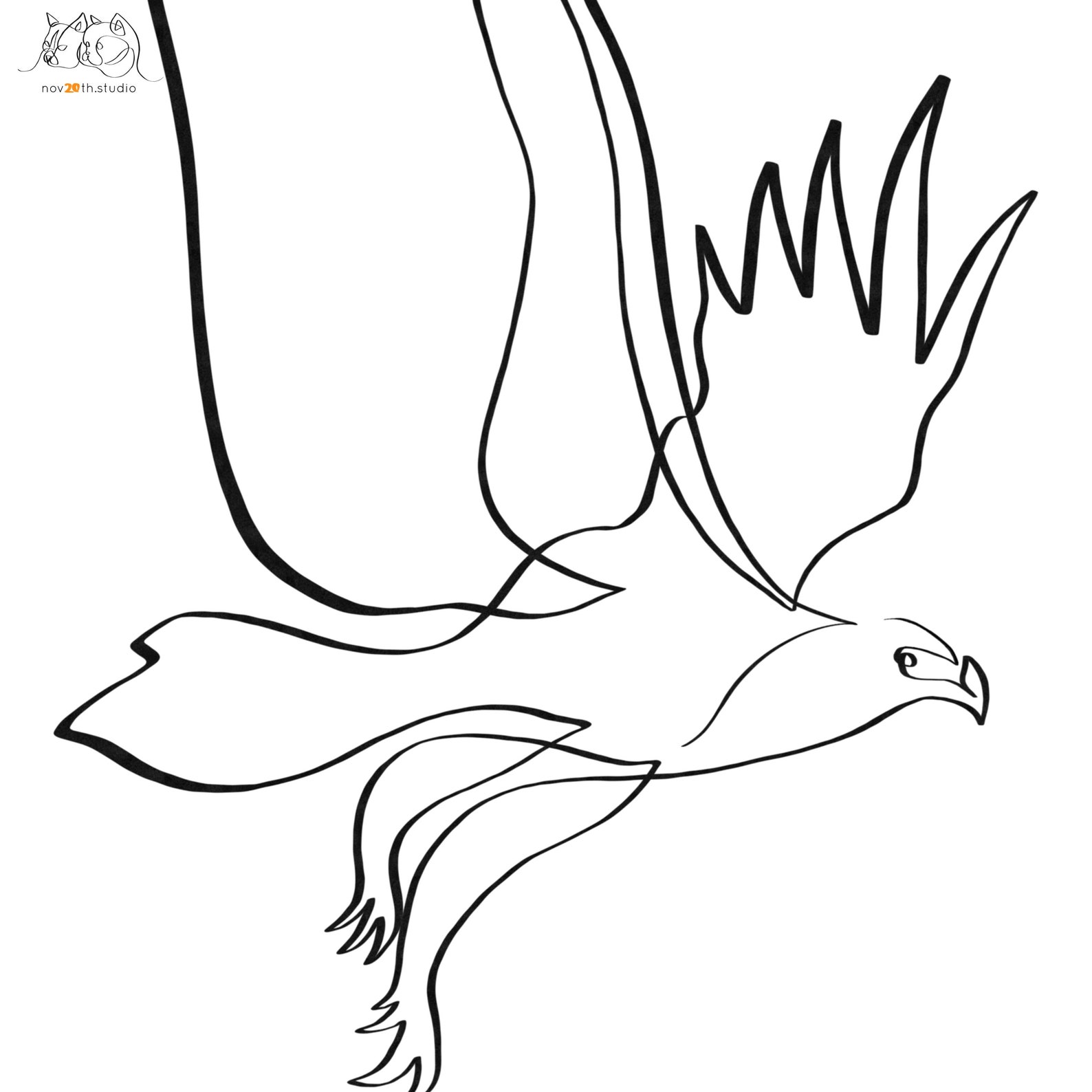 Minimal Hawk Art Svg Jpeg Png One Line Art Printable Hawk - Etsy